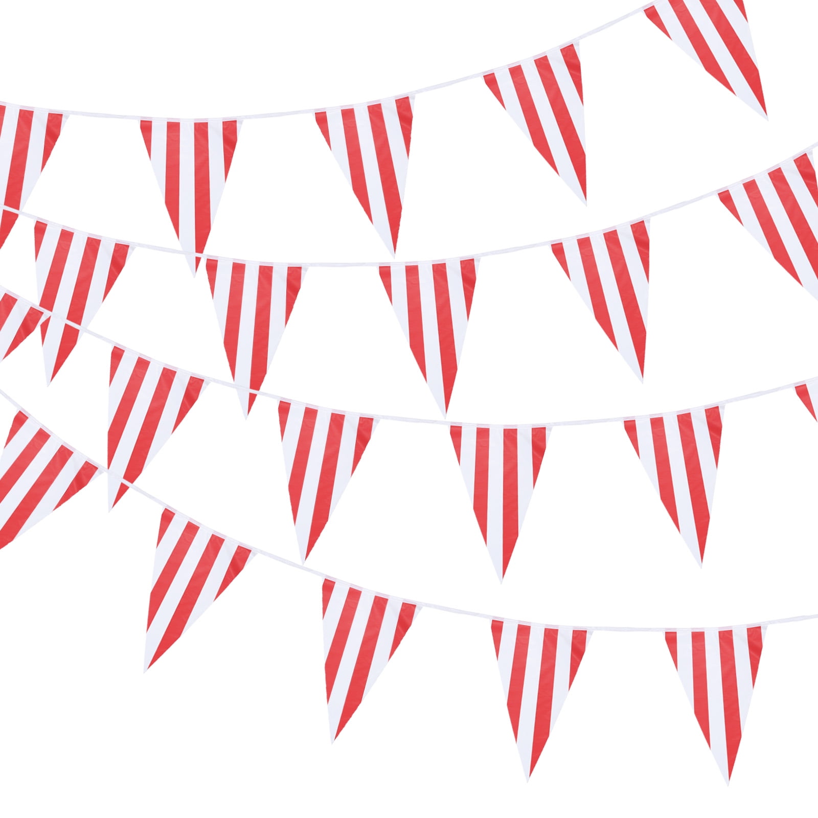 Uxcell 5 Sets 164ft Red and White Striped Pennant Banner, 100PCS ...