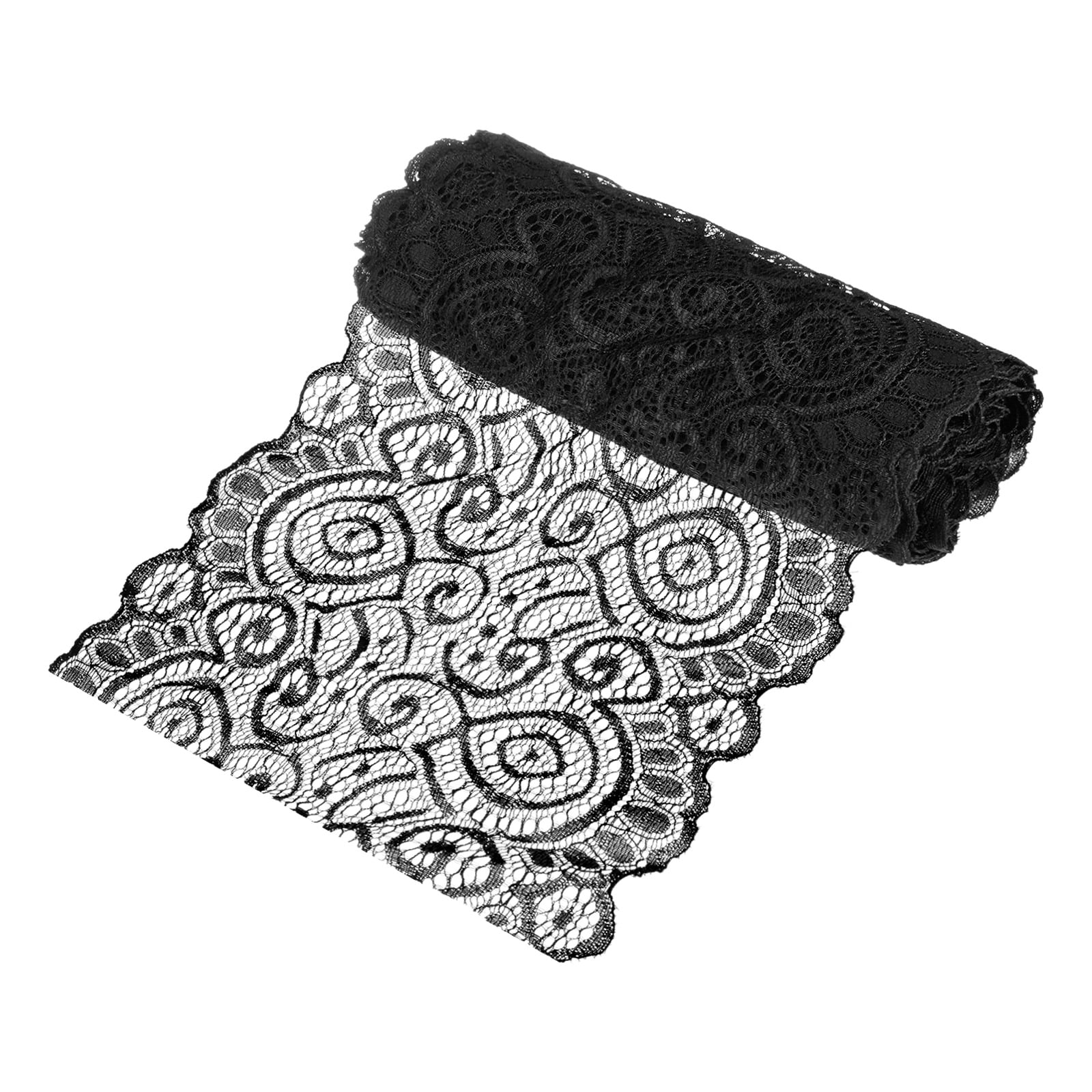 Uxcell 5-Yard 7.1 Inch Wide Elastic Lace Fabric, Ribbon Stretchy Trim ...