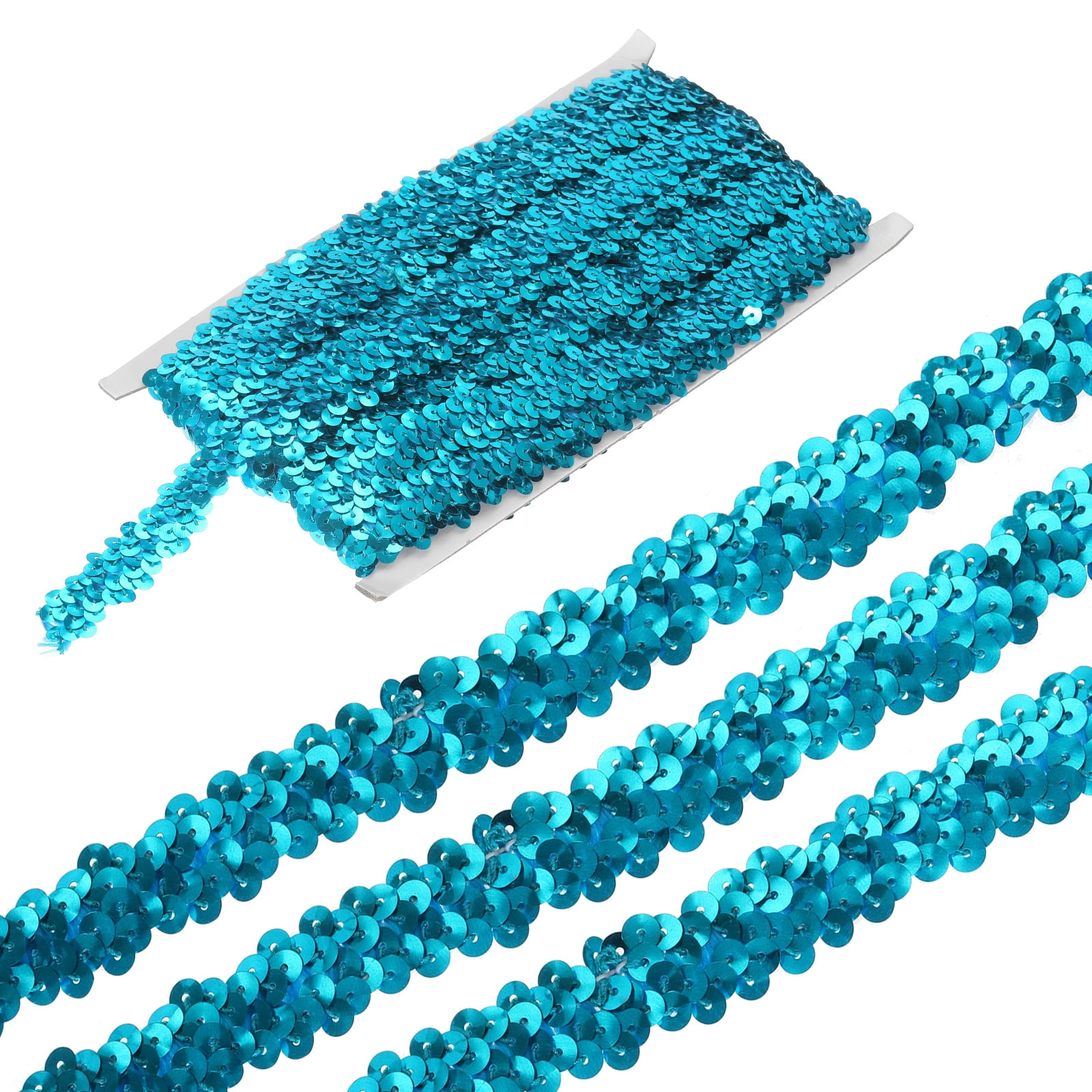 Uxcell 5 Yards 0.8 Inch Elastic Sequins Trim 2 Row Flat Sequin Strip ...