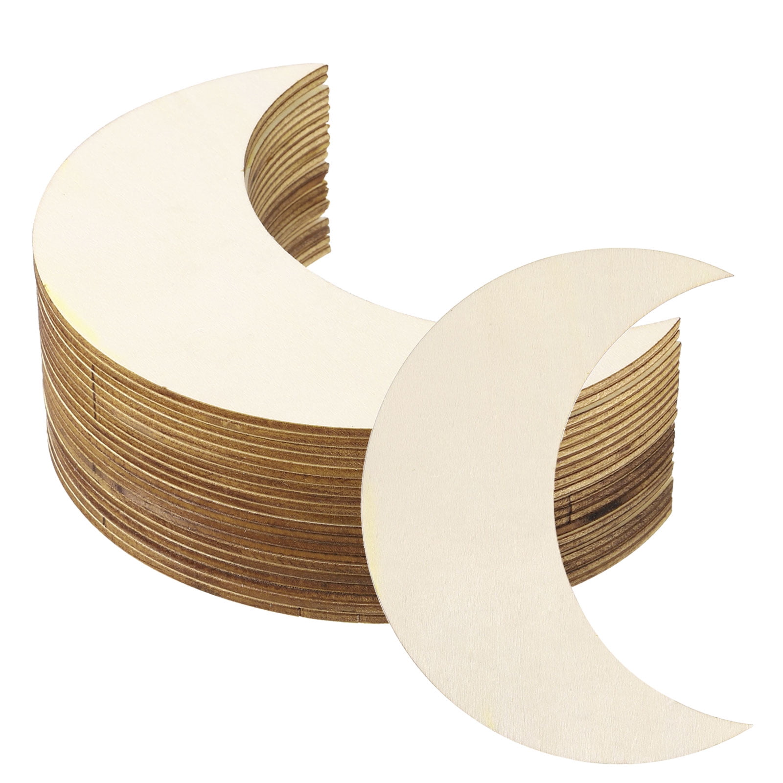 Uxcell 5"x2" Wooden Moon, 20 Pack Unfinished Wood Moon Blank Wooden ...