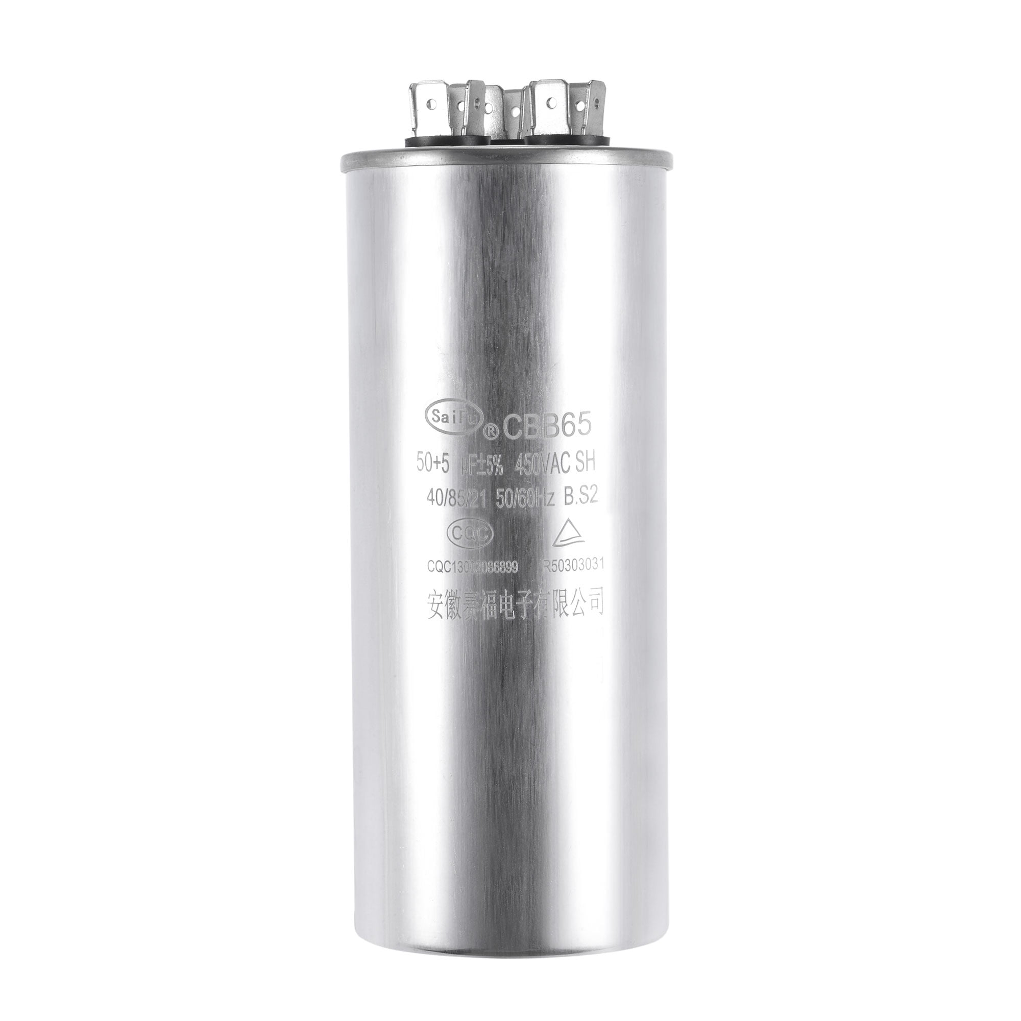 Uxcell 50/5uF 450V AC Aluminum Case with Terminal Round CBB65 Dual Run Capacitor - Walmart.com