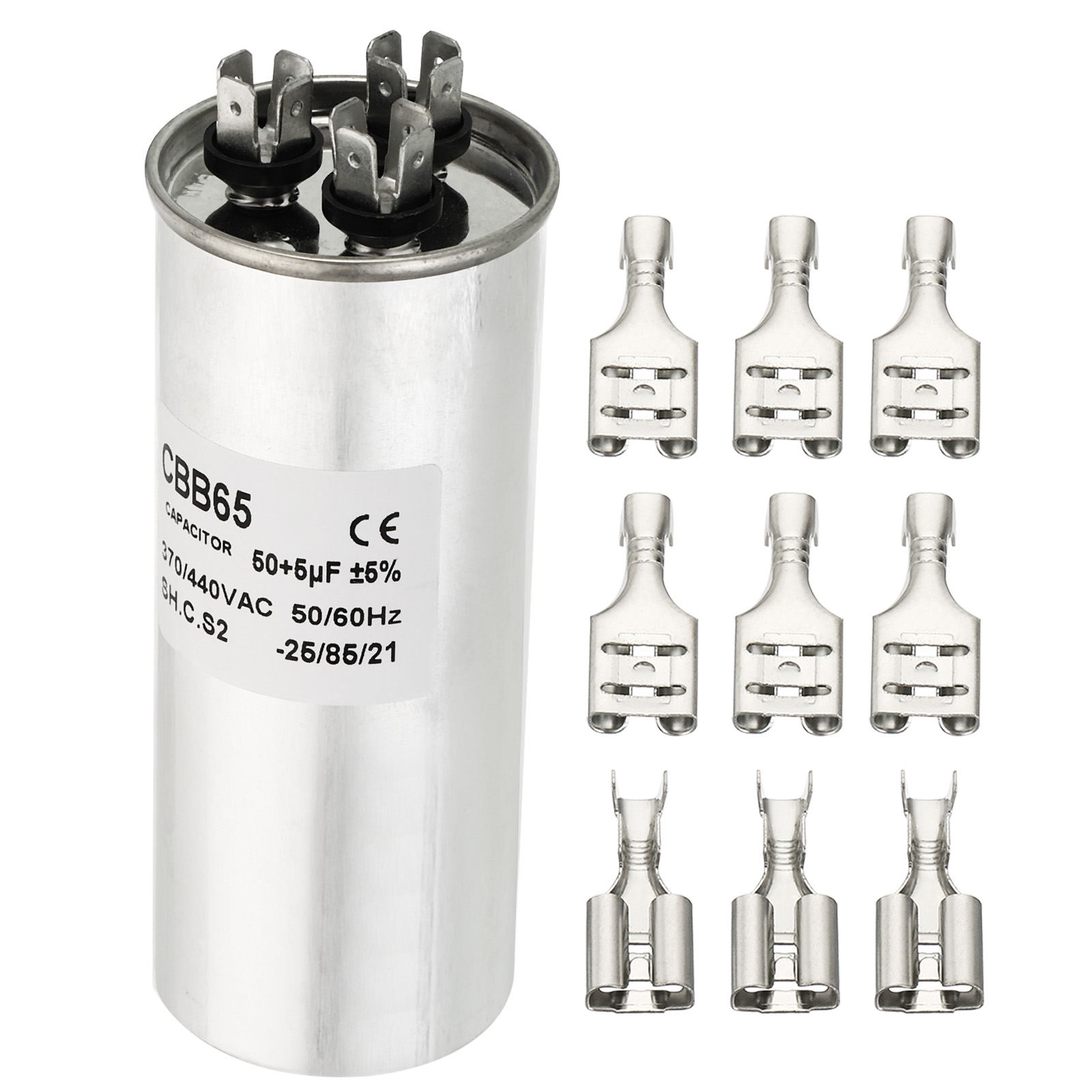 Uxcell 50+5uf 50/5MDF 370/440Fan Start Capacitor, CBB65 Circular Dual Run Capacitor with ...