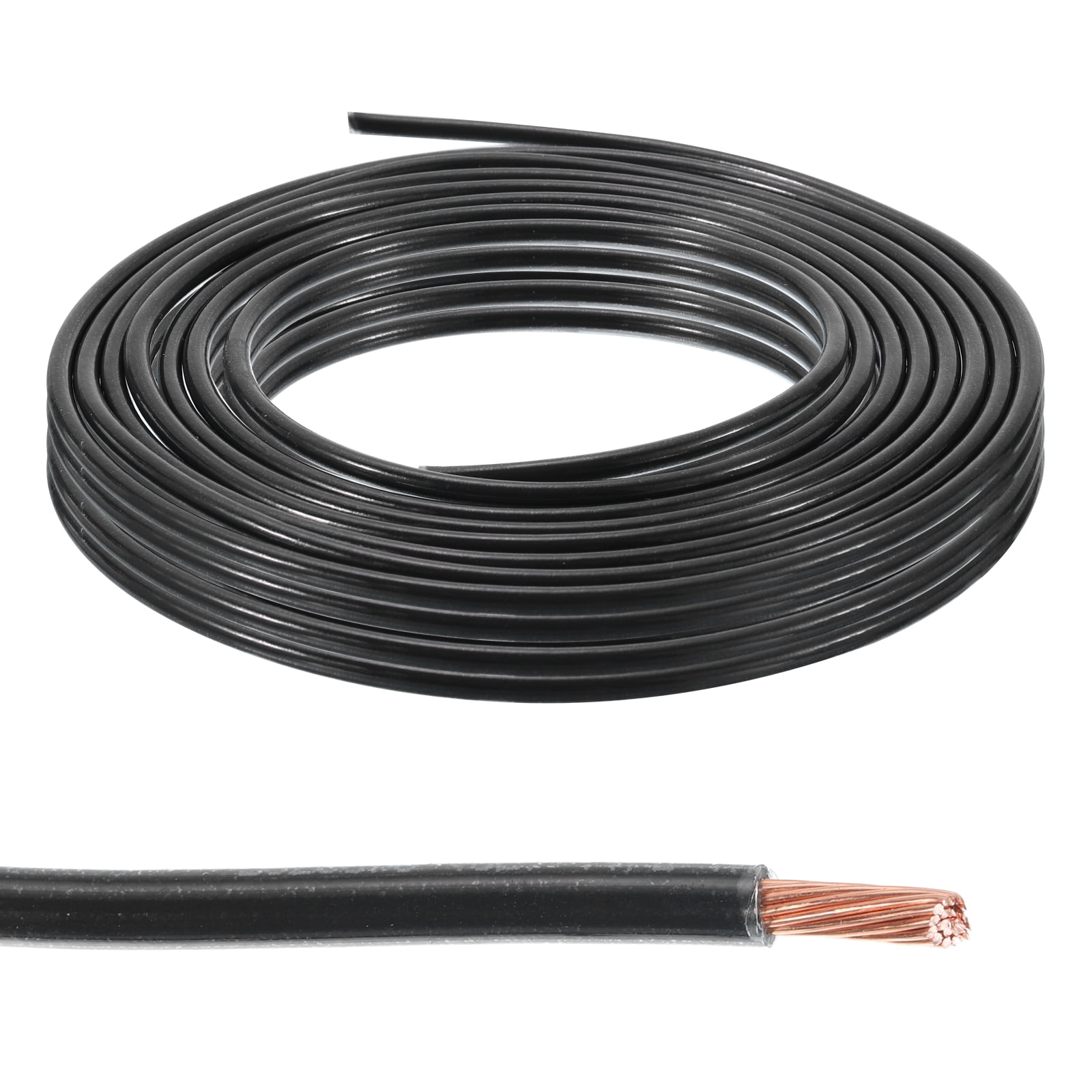 Uxcell 50 Feet 10 AWG Gauge THHN Stranded Black Copper Building Wire ...