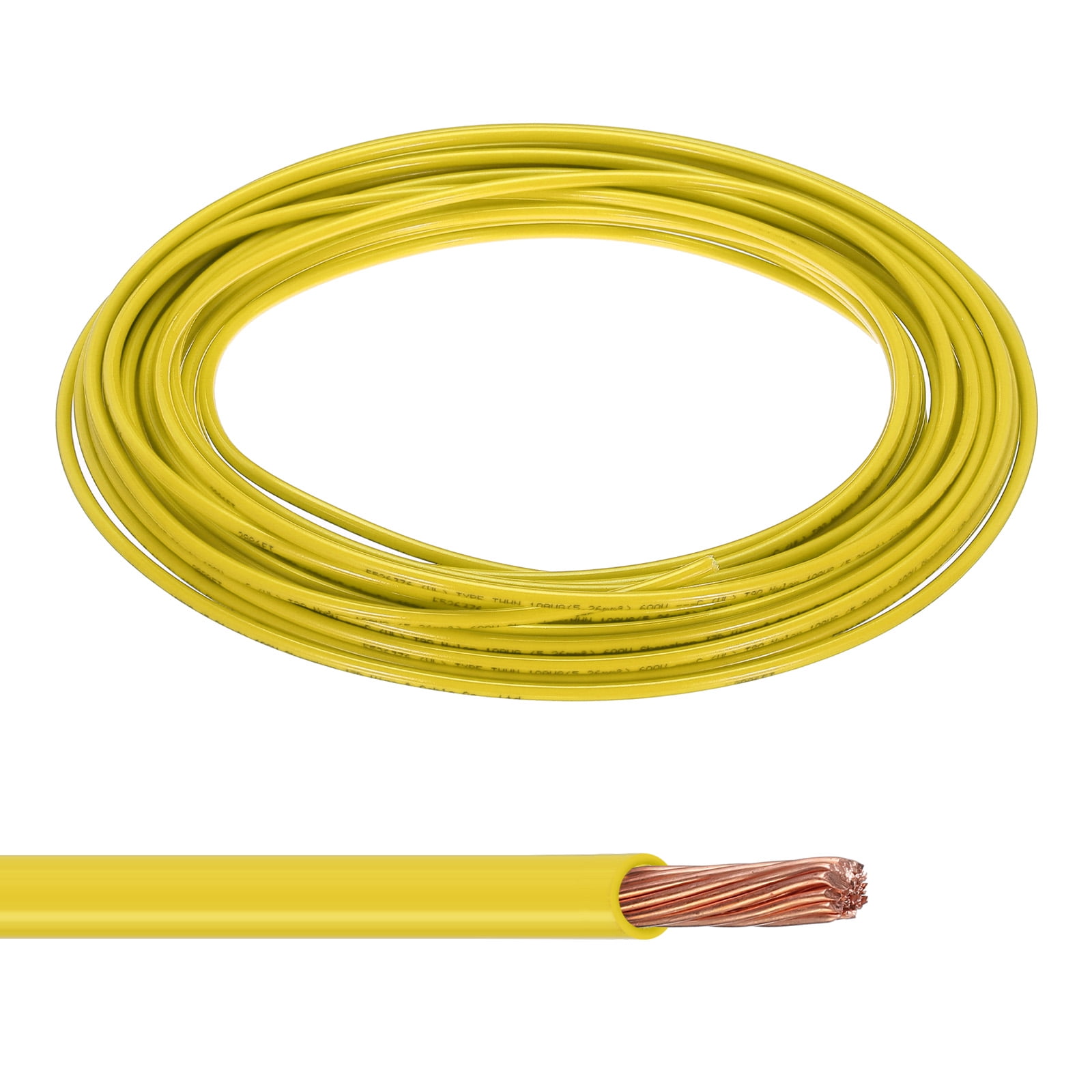 Uxcell 50 Feet 10 AWG Gauge THHN Stranded Yellow Copper Building Wire ...