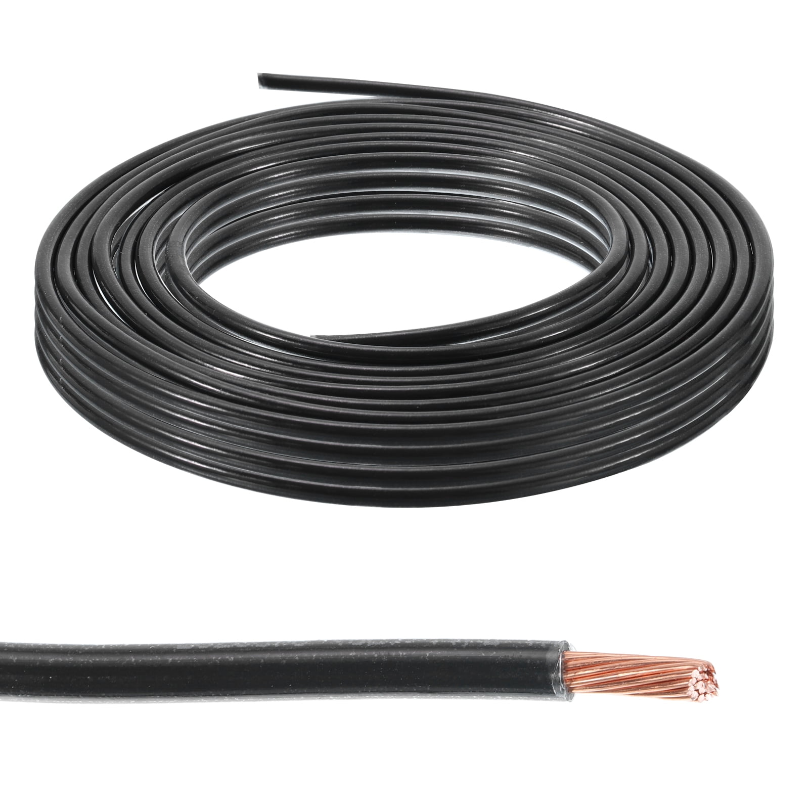 Uxcell 50 Feet 14 AWG Gauge THHN Stranded Black Copper Building Wire ...