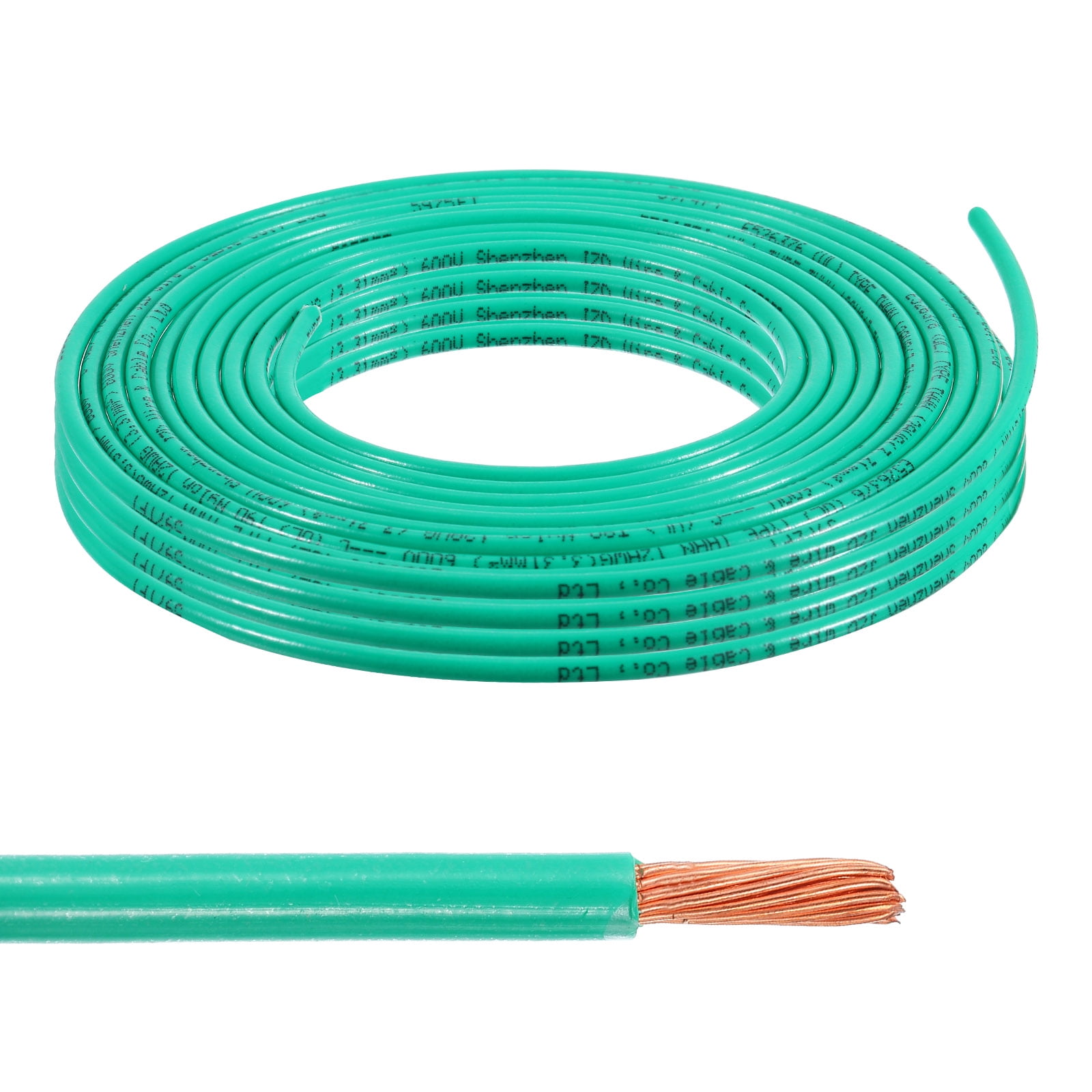 Uxcell 50 Feet 14 AWG Gauge THHN Stranded Green Copper Building Wire ...