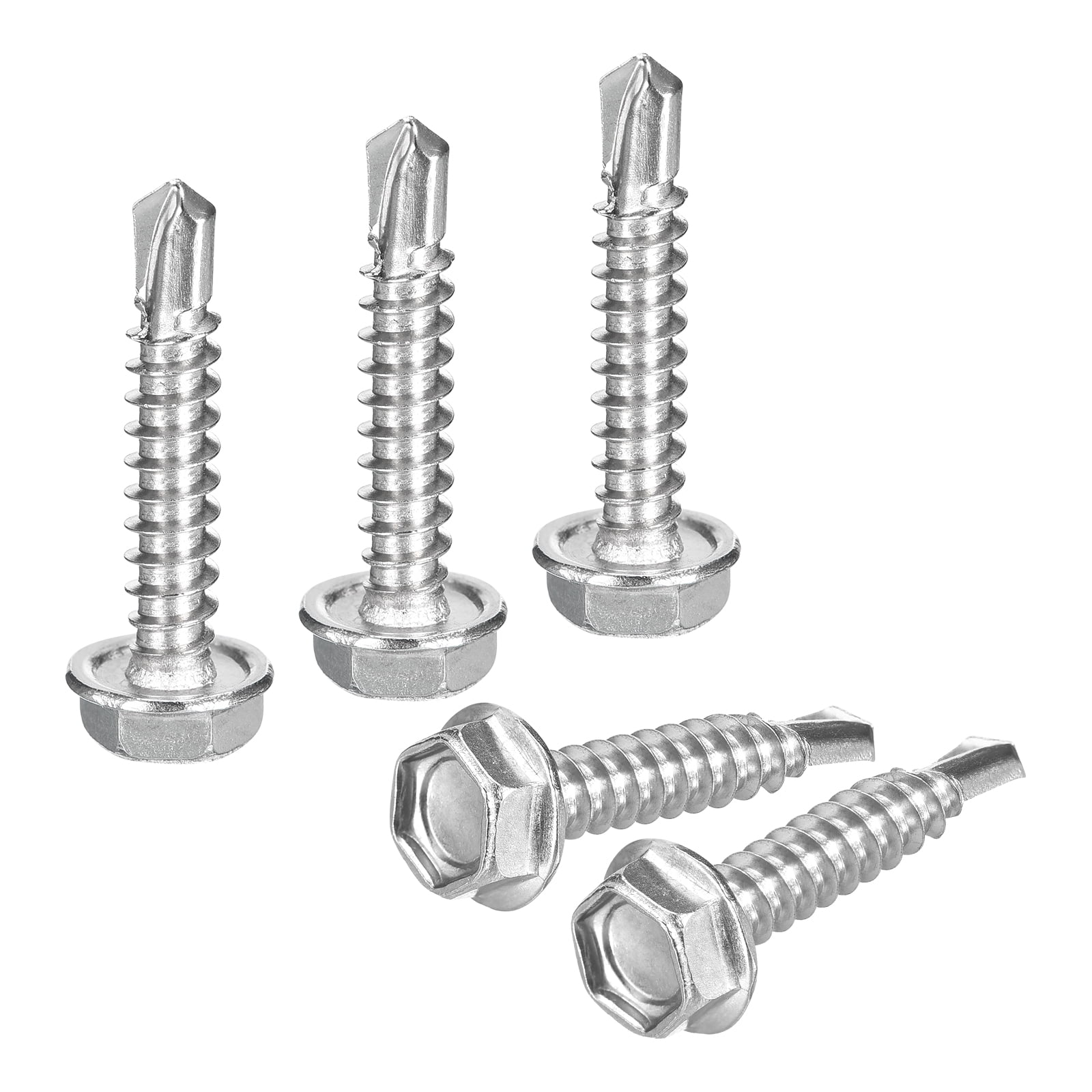 Uxcell 50 Pack #10 x 1" Self Drilling Screws, 410 Stainless Steel Self ...