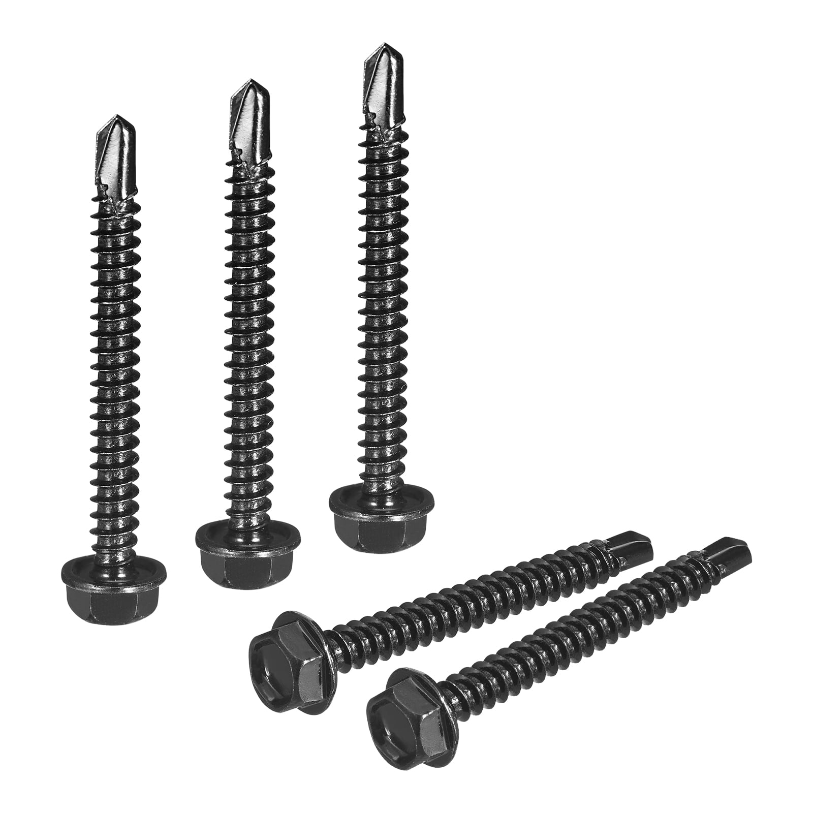 Uxcell 50 Pack #10 x 2" Self Drilling Screws, 410 Stainless Steel Self Tapping Screws for Metal ...