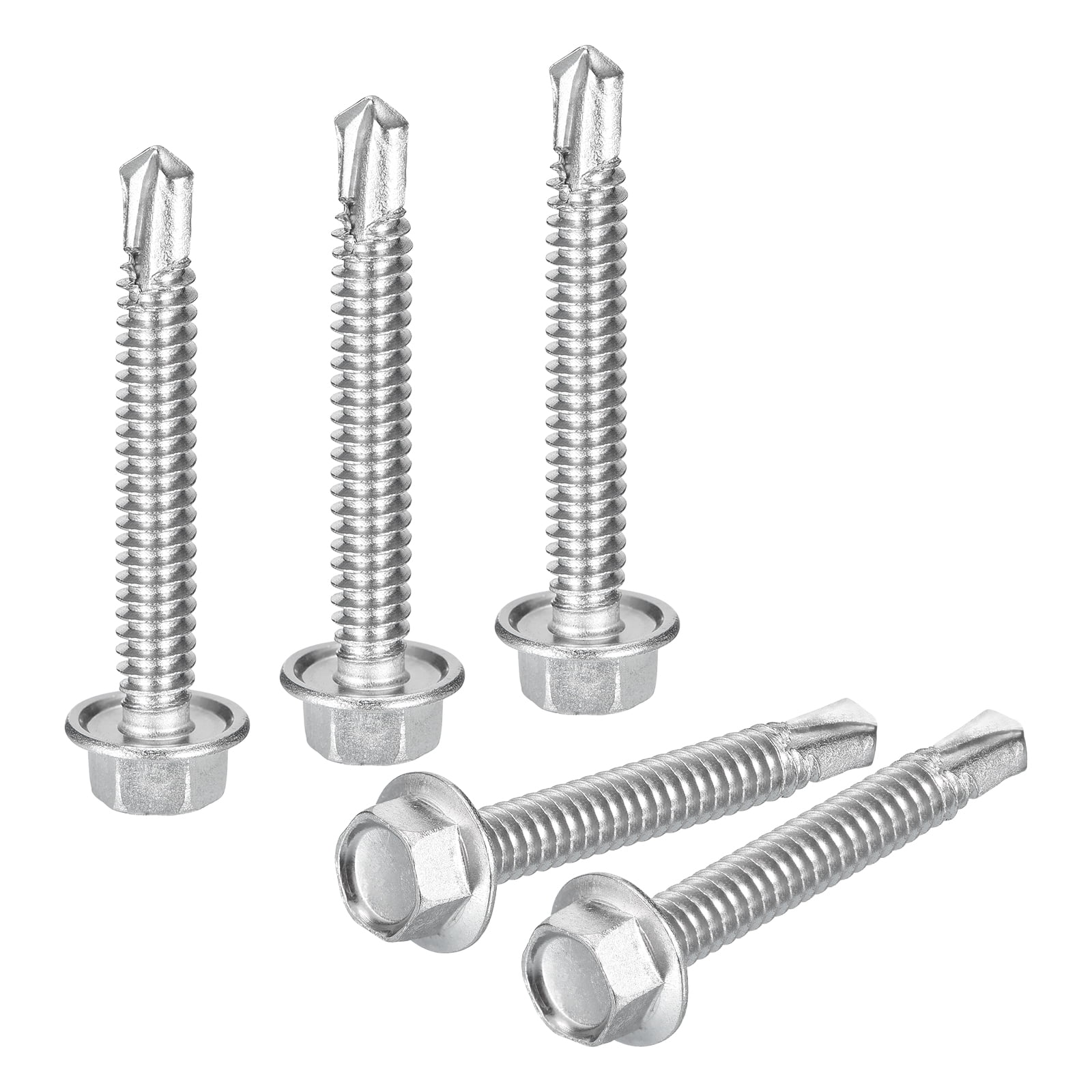 Uxcell 50 Pack #12 x 1-1/2" Self Drilling Screws, 410 Stainless Steel Self Tapping Screws for ...