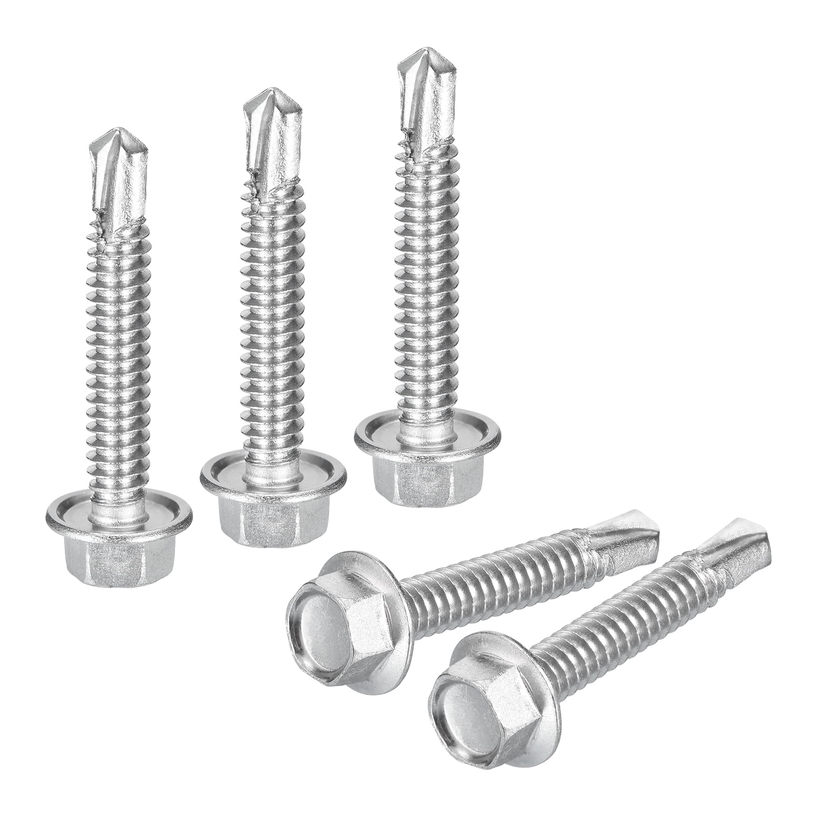 Uxcell 50 Pack #12 x 1-1/4" Self Drilling Screws, 410 Stainless Steel Self Tapping Screws for ...