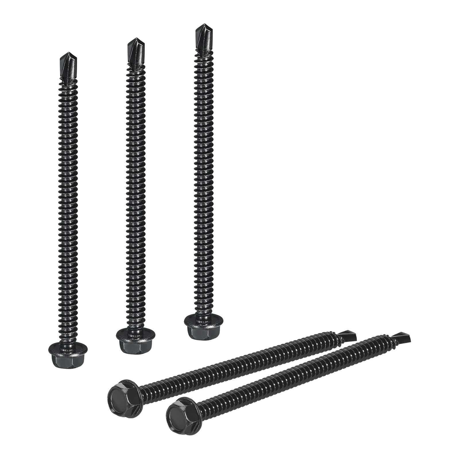 Uxcell 50 Pack #14 x 4" Self Drilling Screws, 410 Stainless Steel Self ...