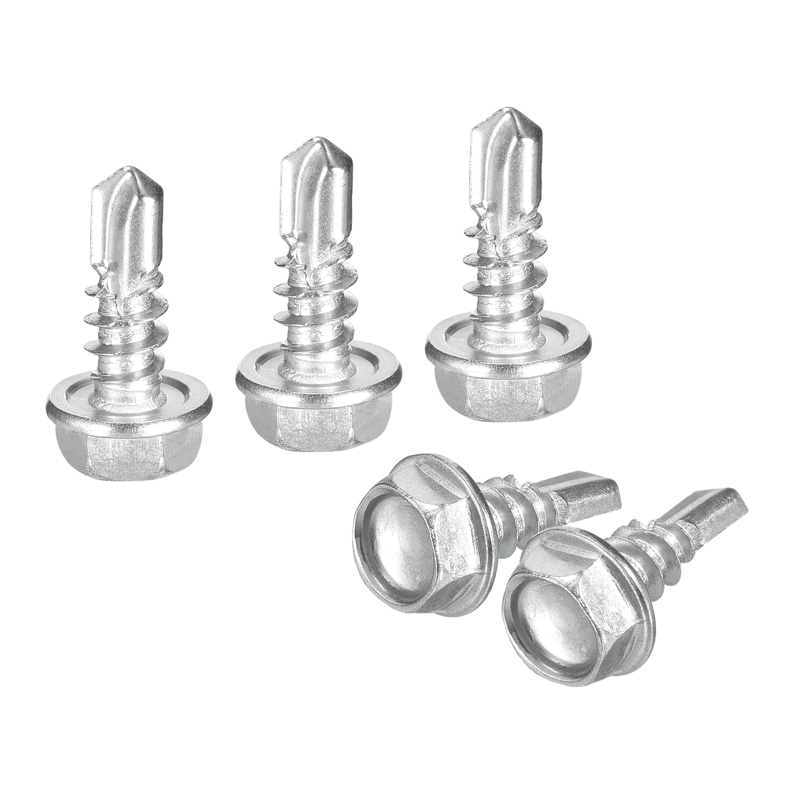 Uxcell 50 Pack #8 x 1/2" Self Drilling Screws, 410 Stainless Steel Self Tapping Screws for Metal ...