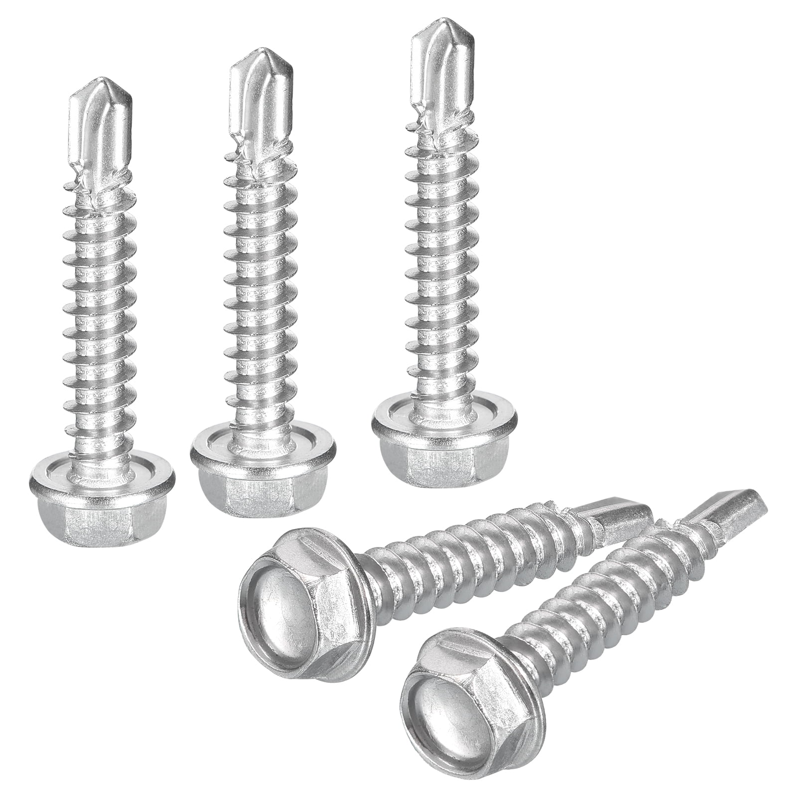 Uxcell 50 Pack #8 x 1" Self Drilling Screws, 410 Stainless Steel Self ...