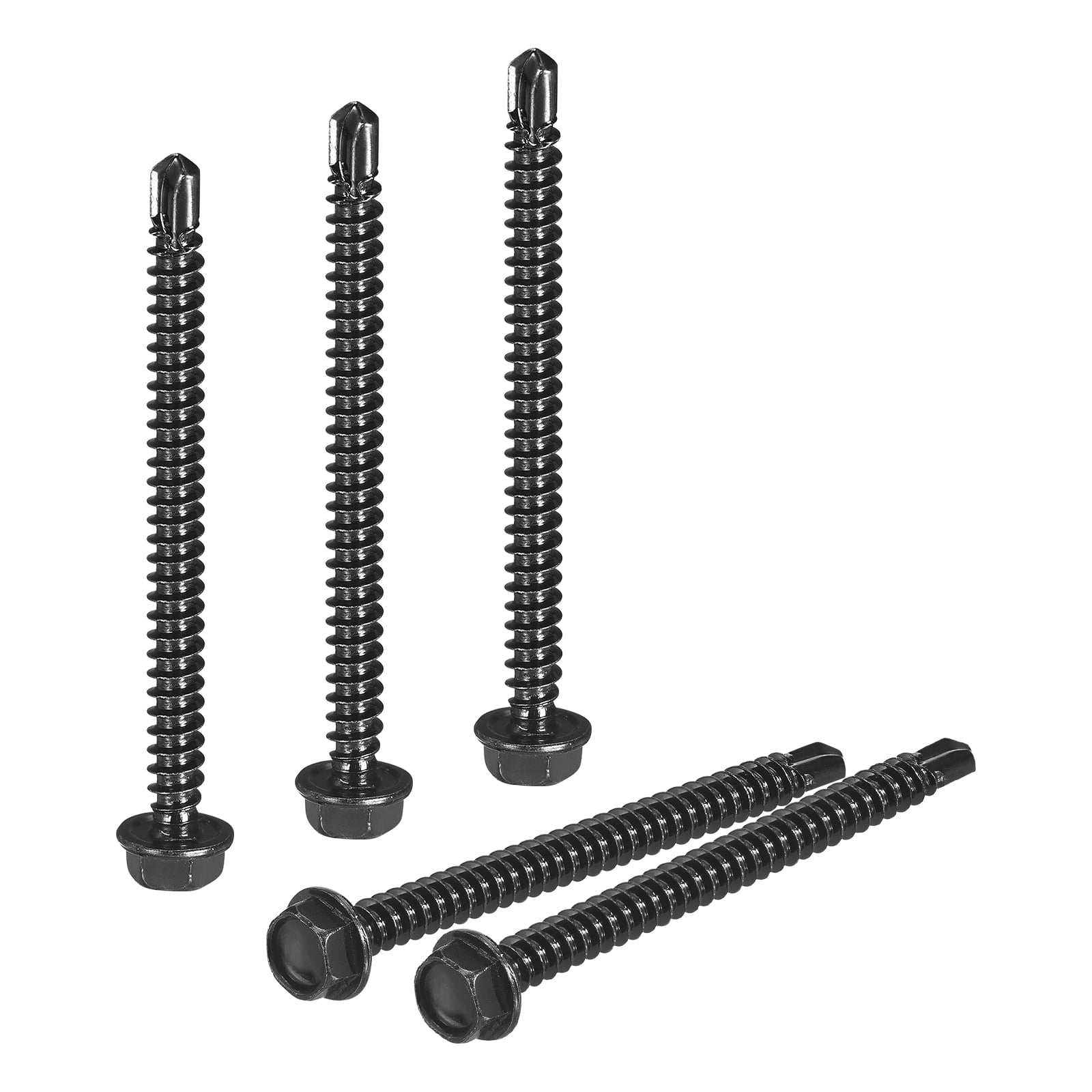 Uxcell 50 Pack #8 x 2" Self Drilling Screws, 410 Stainless Steel Self Tapping Screws for Metal ...