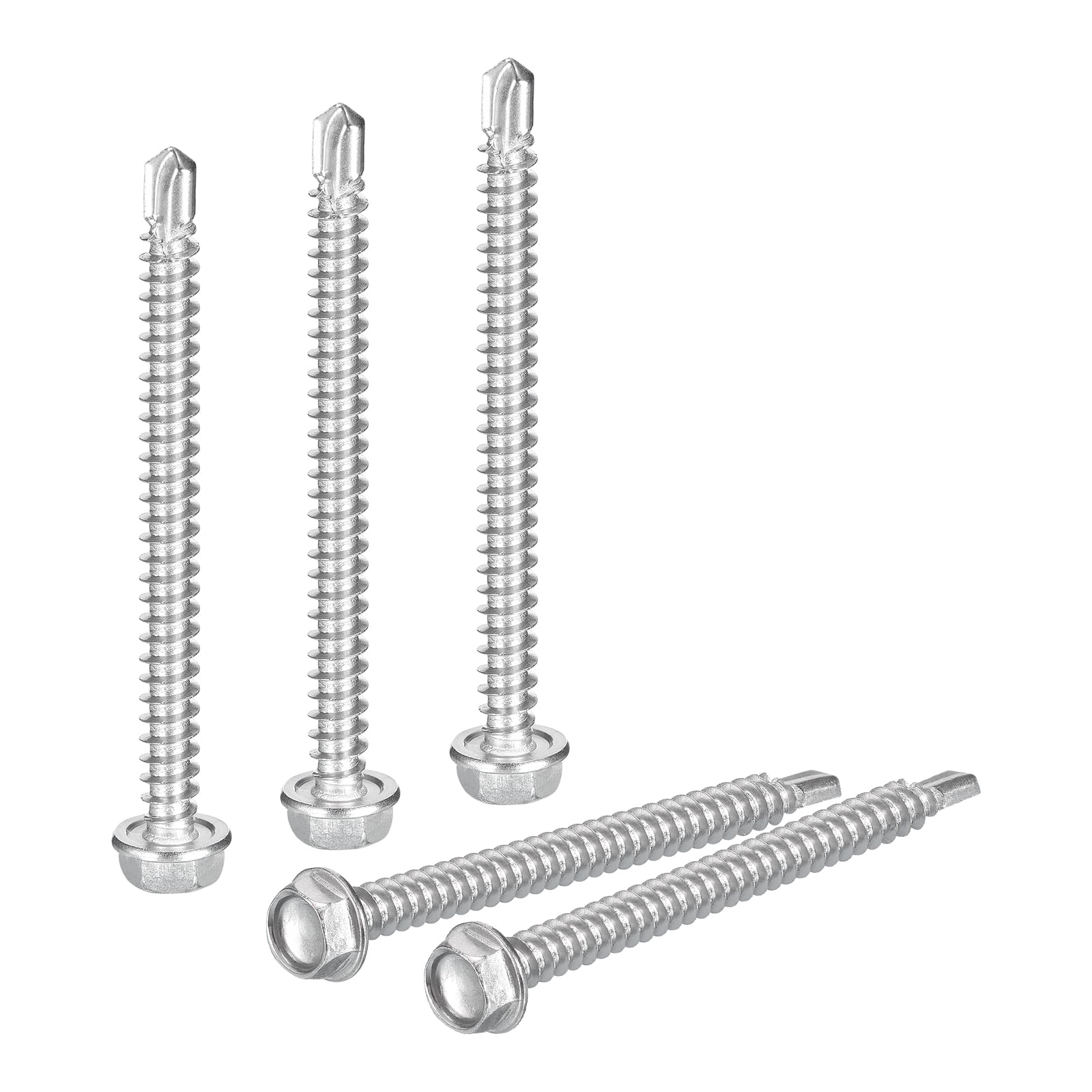 Uxcell 50 Pack #8 x 2" Self Drilling Screws, 410 Stainless Steel Self Tapping Screws for Metal ...