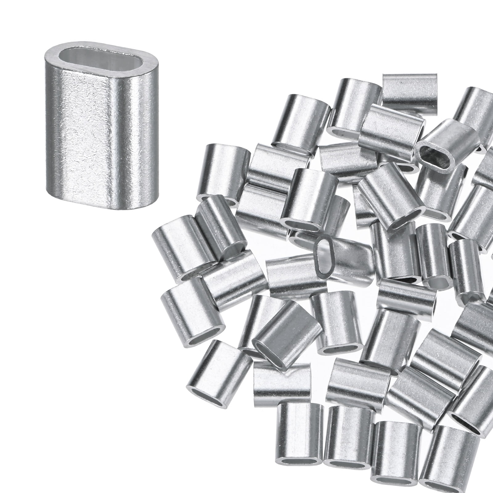 Uxcell 50-Pack Aluminum Crimping Loop Sleeves, 2.5mm 3/32 Single Round ...