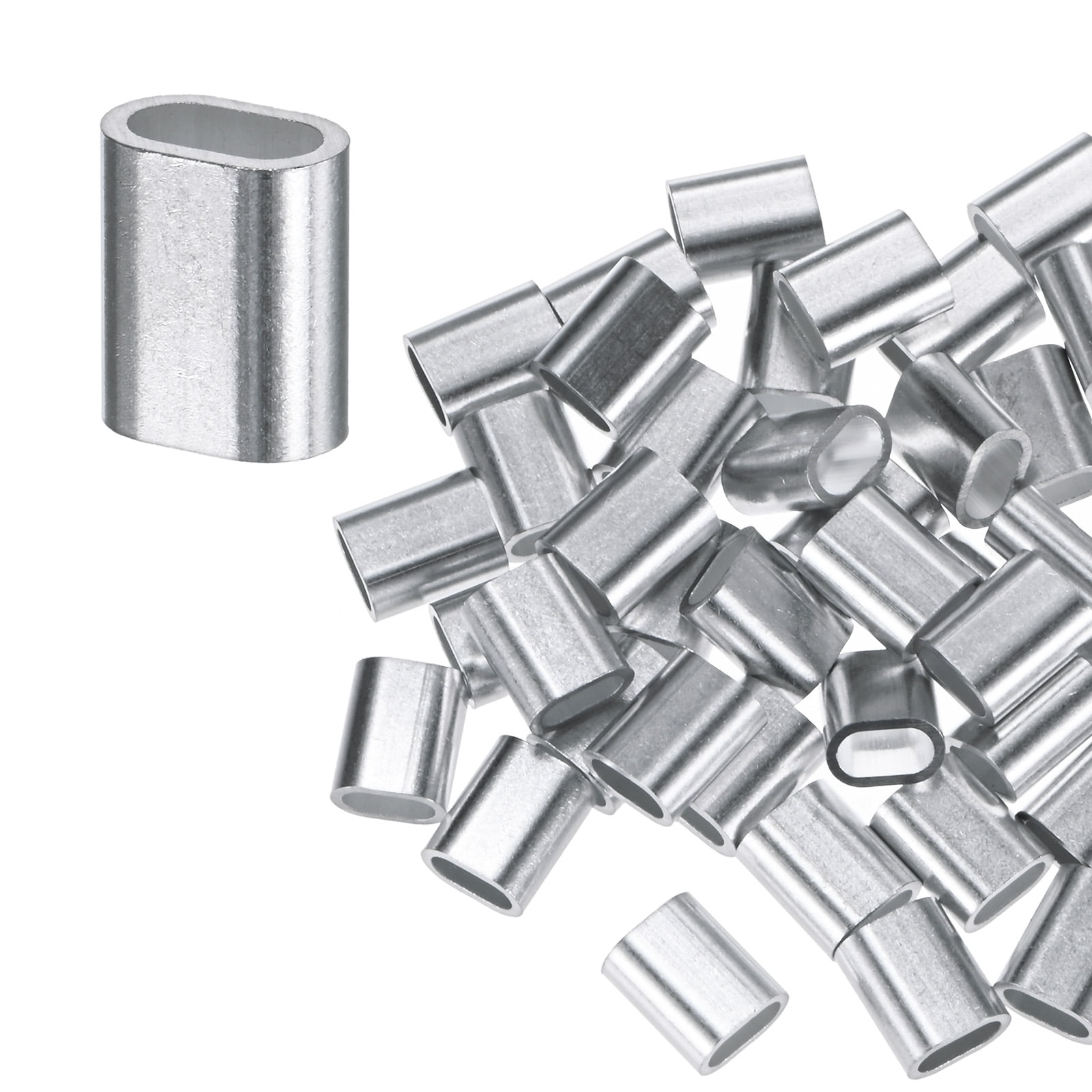 Uxcell 50-Pack Aluminum Crimping Loop Sleeves, 3mm 1/8 Single Round ...