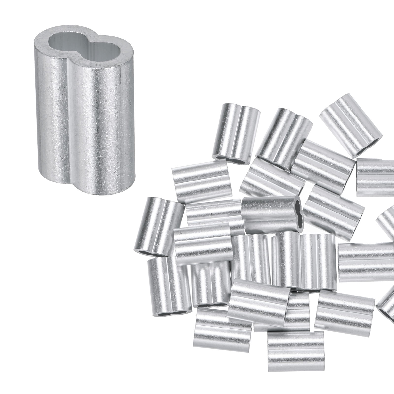 Uxcell 50-Pack Aluminum Crimping Loop Sleeves, 5mm 3/16 Double Round ...