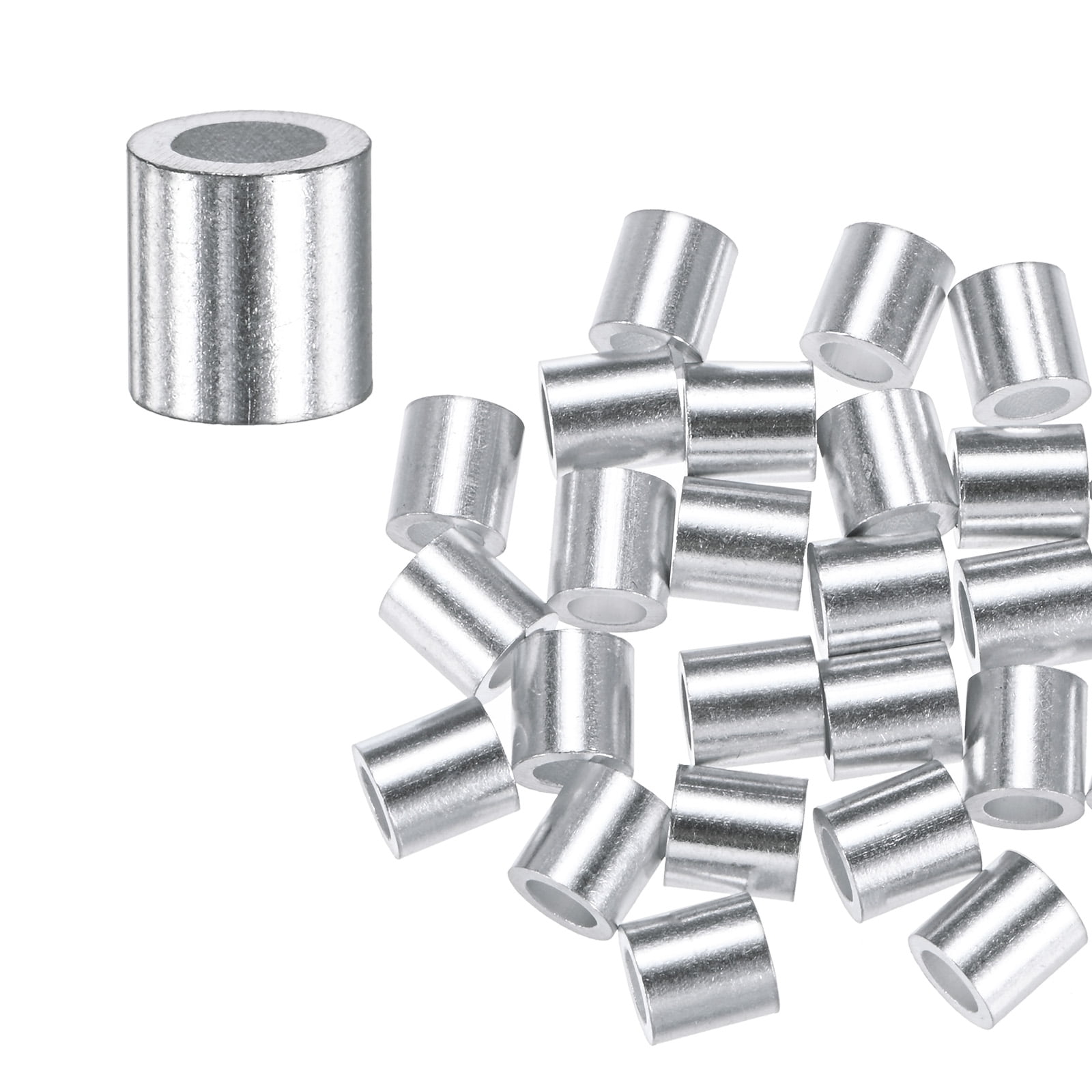 Uxcell 50-Pack Aluminum Crimping Loop Sleeves, 5mm 3/16 Round Barrel ...