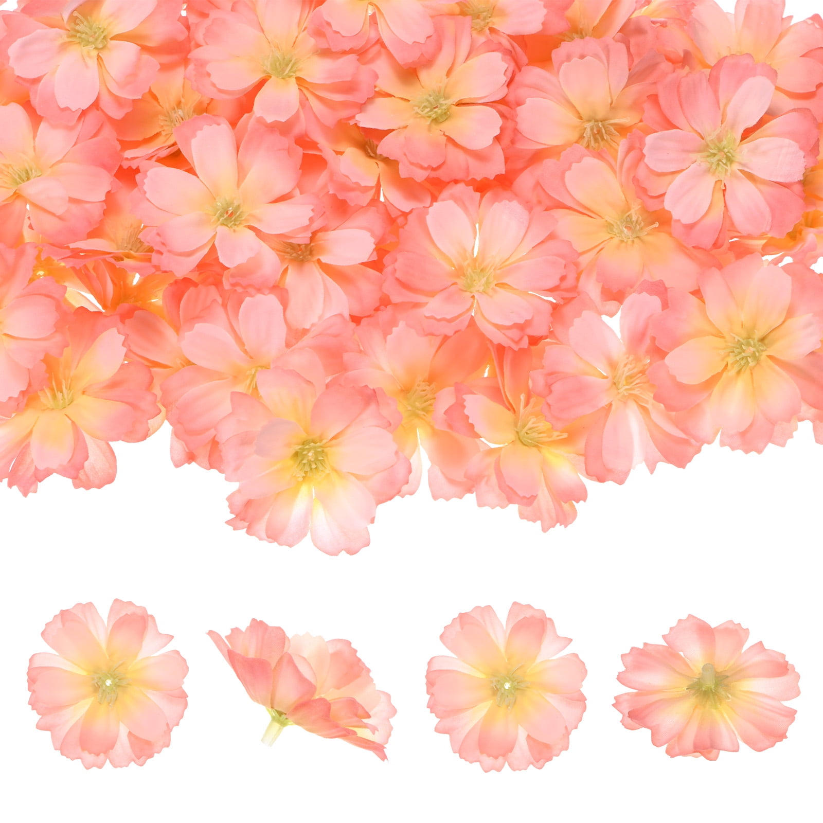 Uxcell 50-Pack Artificial Flower Heads, Silk Fake Plum Blossom Head for ...