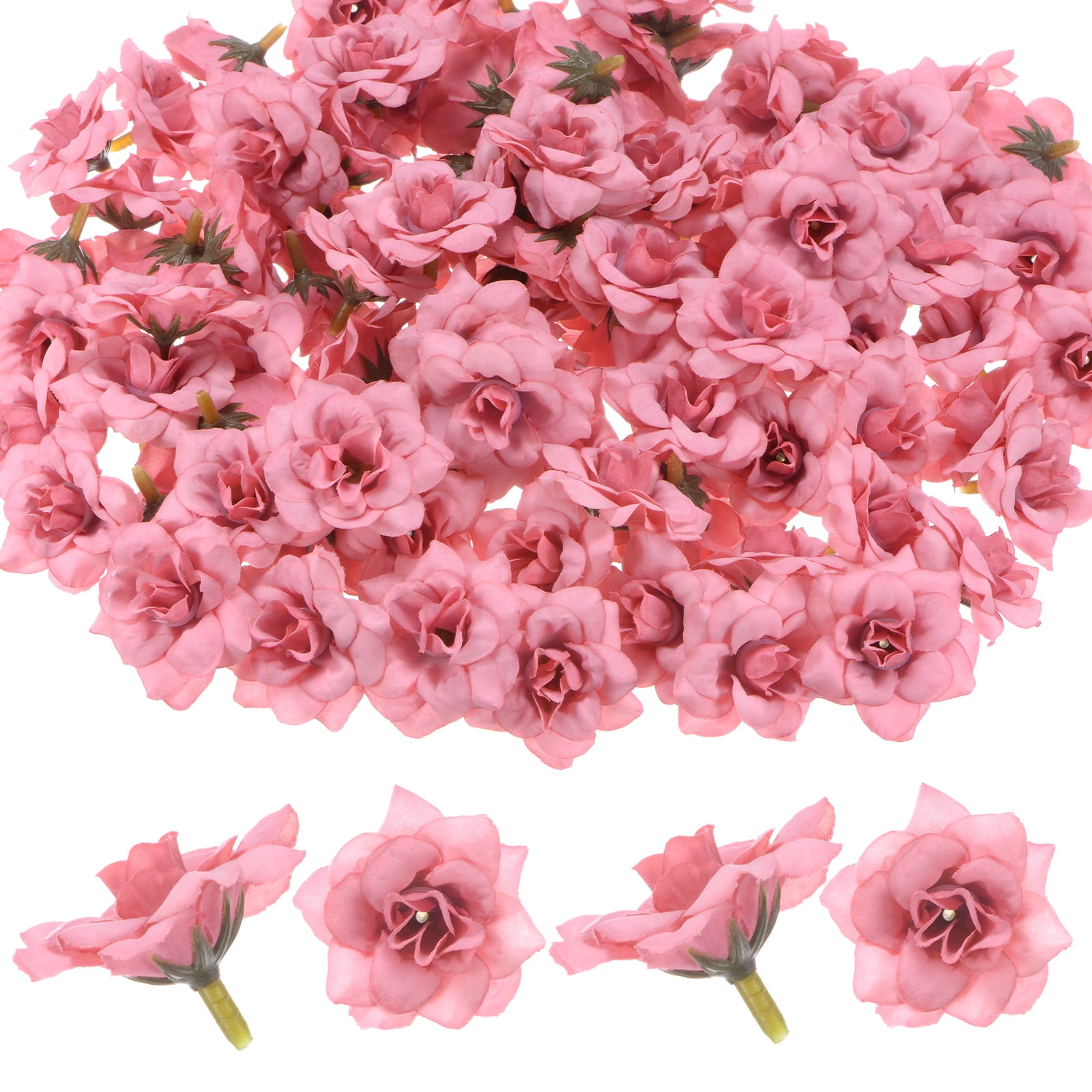 Uxcell 50-Pack Artificial Roses Heads, Silk Faux Rose Head for Wedding ...