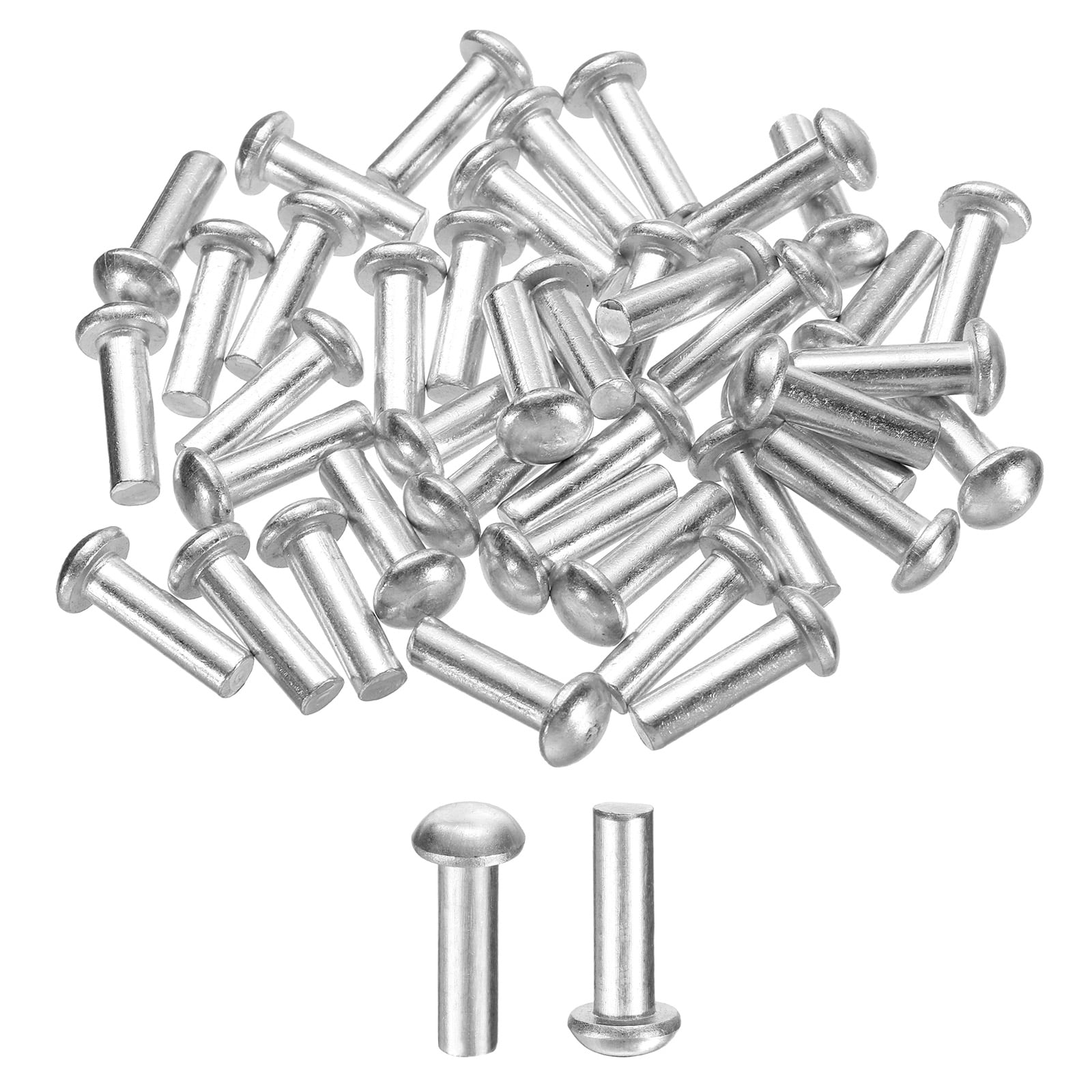 Uxcell 50 Pack Brazier Head Solid Aluminum Rivets, M6 Dia x 20mm Length ...