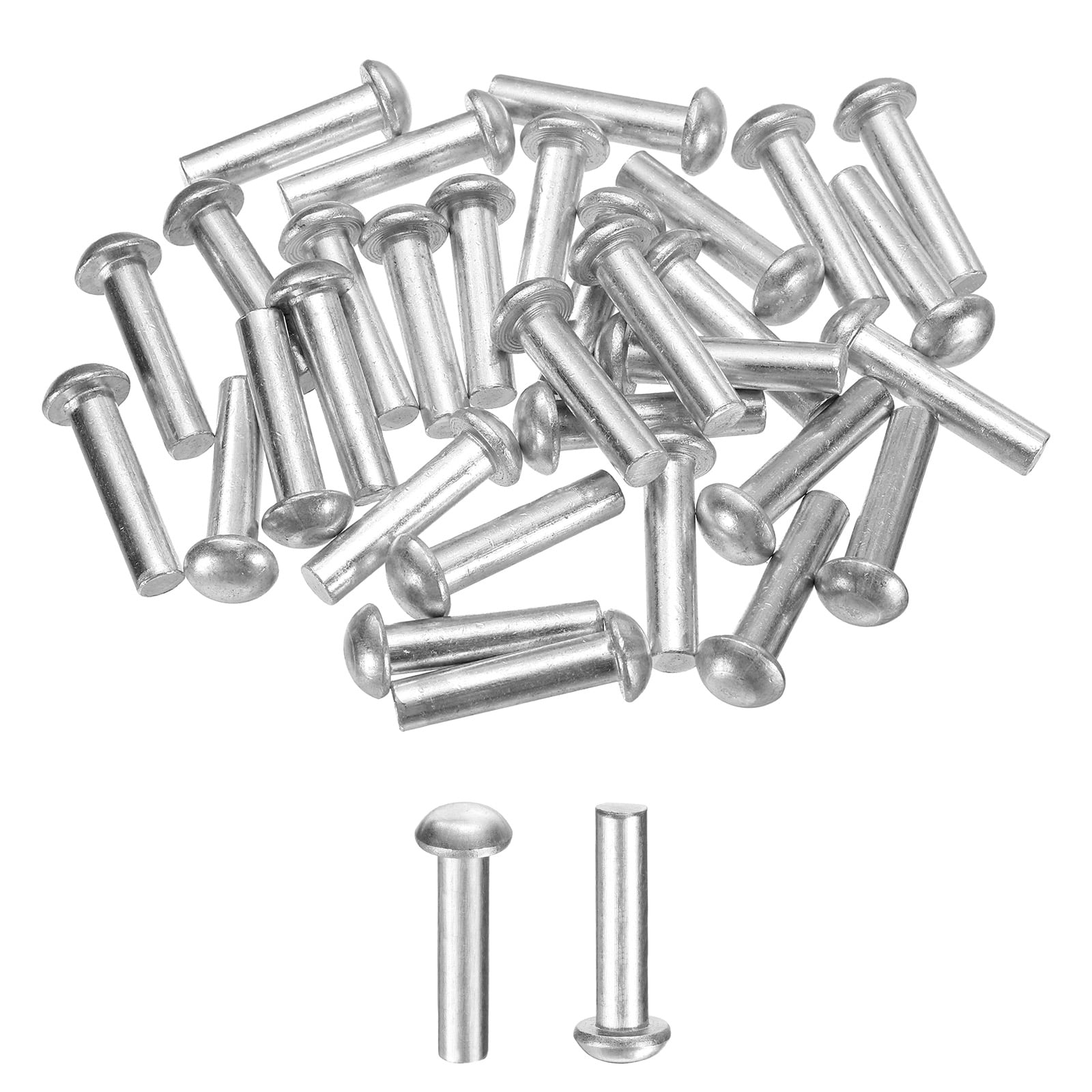 Uxcell 50 Pack Brazier Head Solid Aluminum Rivets, M6 Dia x 25mm Length ...