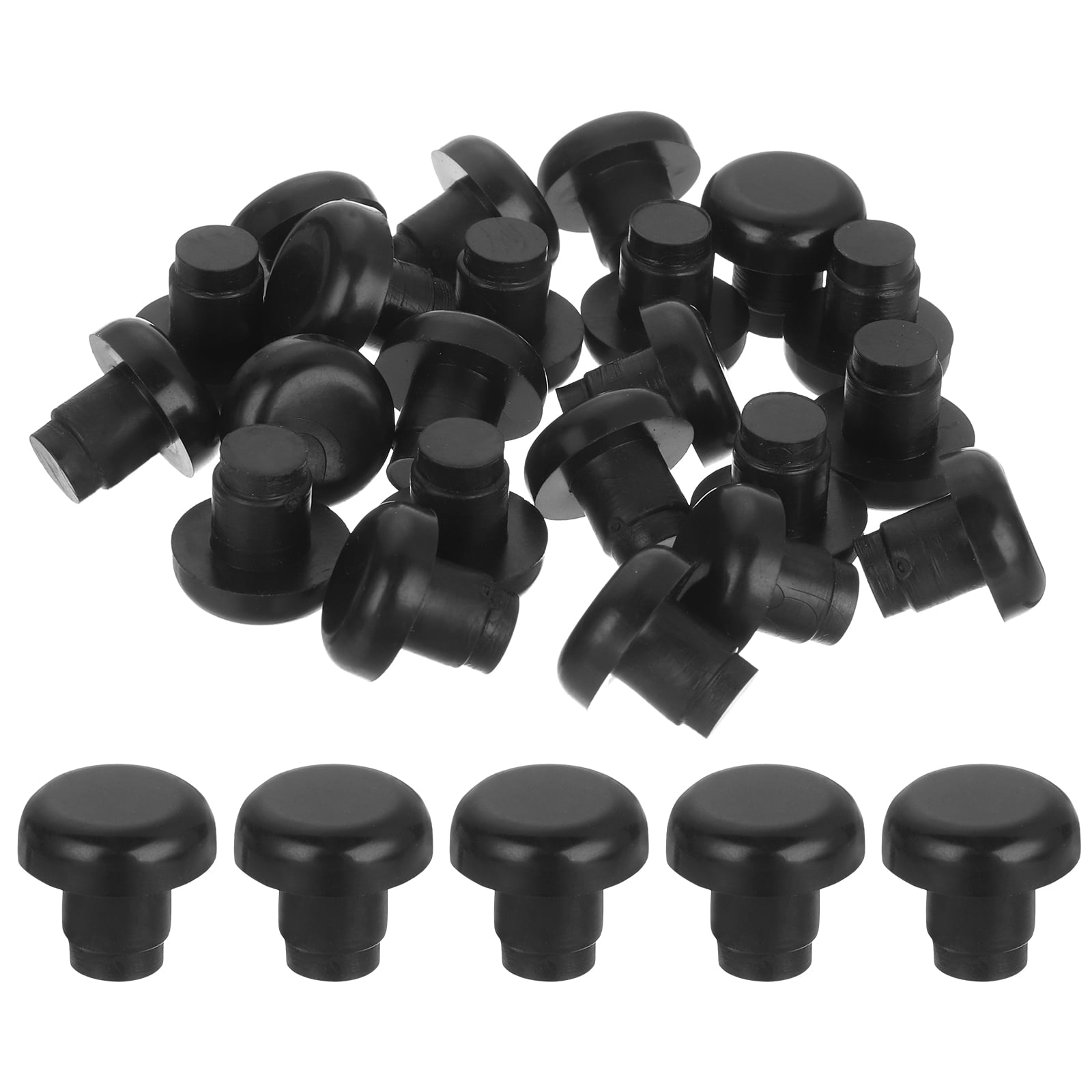 Uxcell 50 Pack Glass Table Top Bumpers with Stem, Black Table Top ...