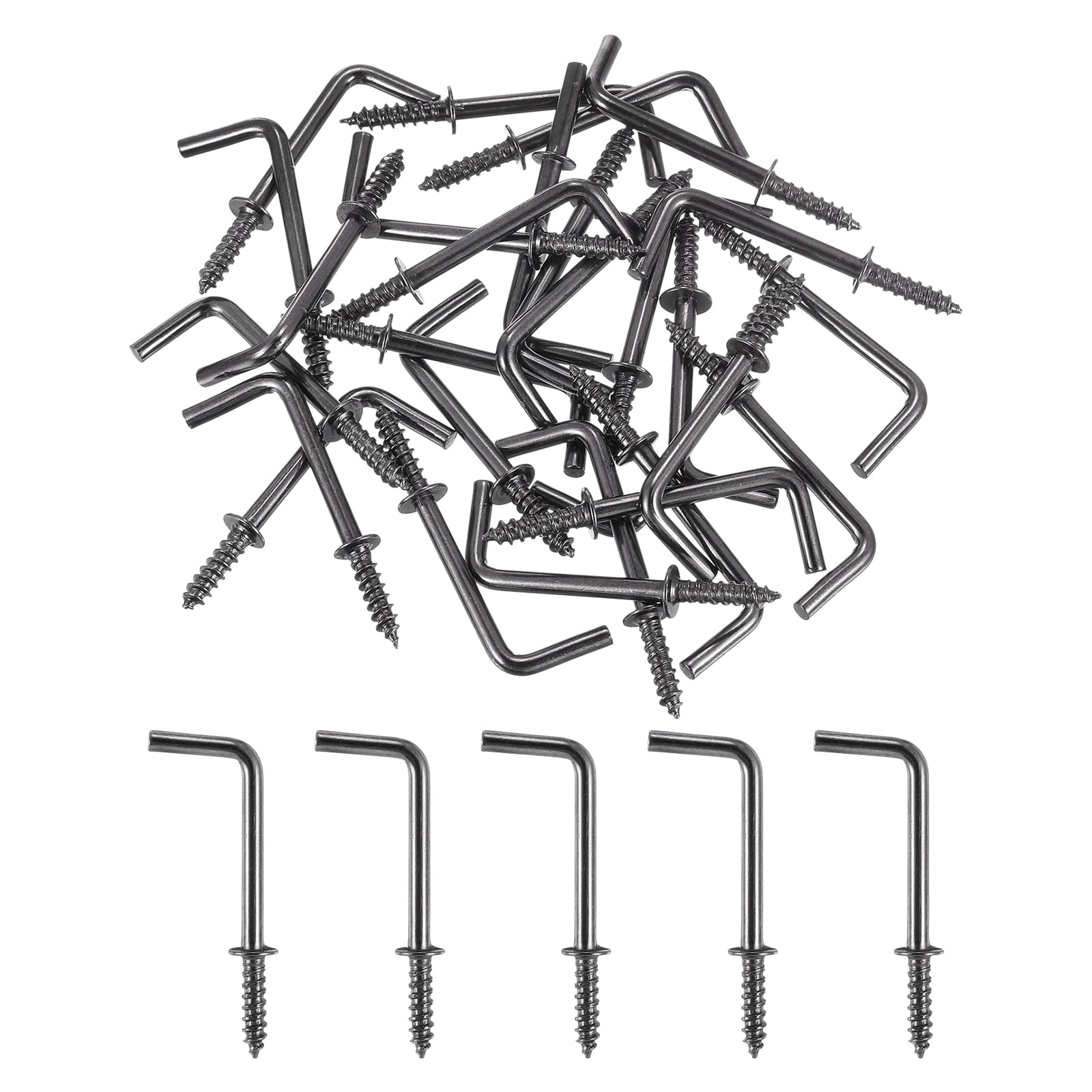 Uxcell 50 Pack L Shape Hooks, 1 Inch Right Angle Screw Hooks for ...