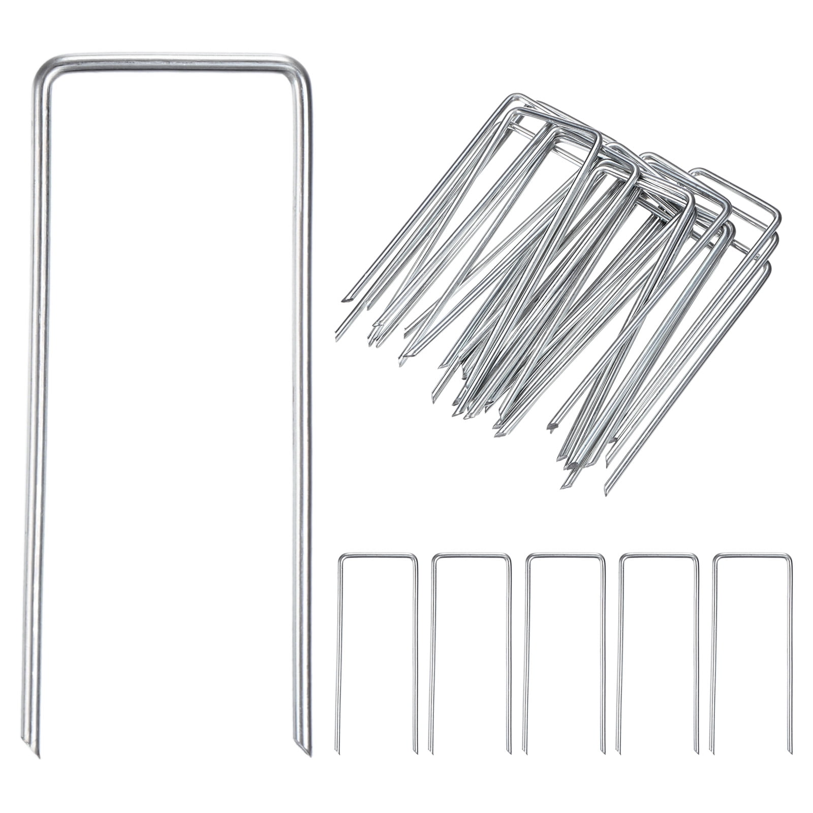 Uxcell 50-Pack Landscape Staples, 4" 10 Gauge U-Shaped Garden Stakes ...