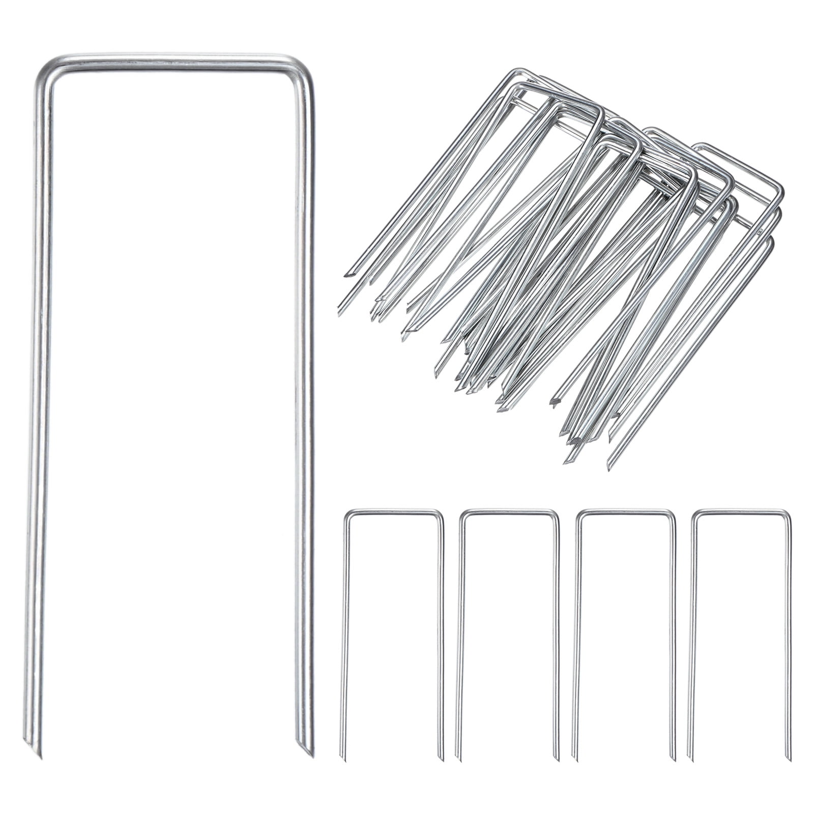 Uxcell 50-Pack Landscape Staples, 4" 10 Gauge U-Shaped Garden Stakes ...