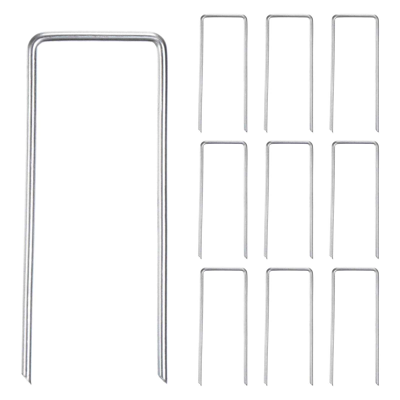 Uxcell 10 Pcs Landscape Staples 4" 12 Gauge Garden Stakes Silver ...