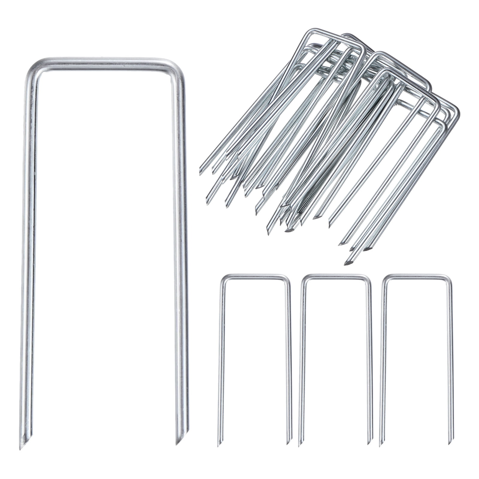 Uxcell 50-Pack Landscape Staples, 4" 10 Gauge U-Shaped Garden Stakes ...