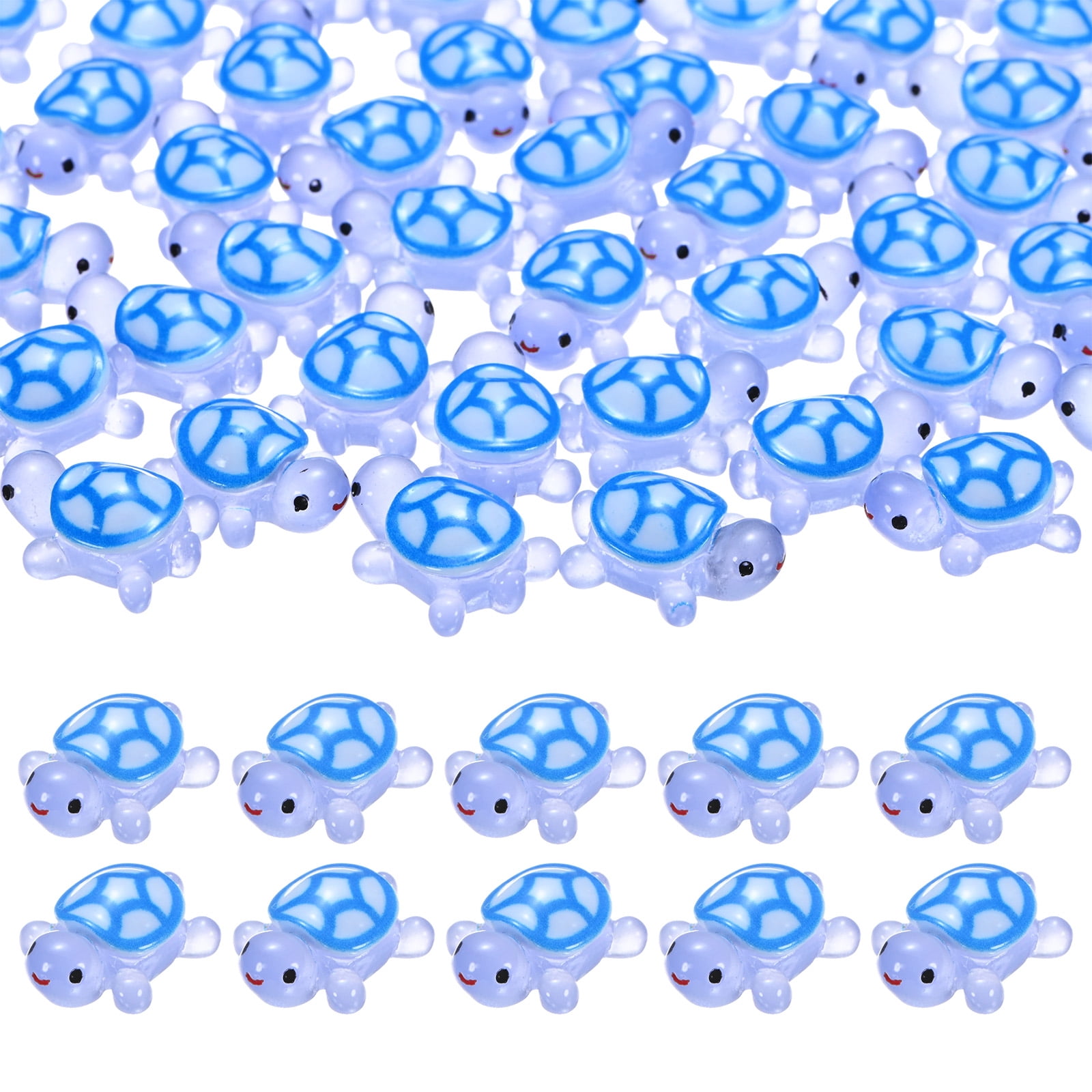 Uxcell 50-Pack Luminous Mini Resin Turtles, 3.39" Glow in the Dark Tiny ...
