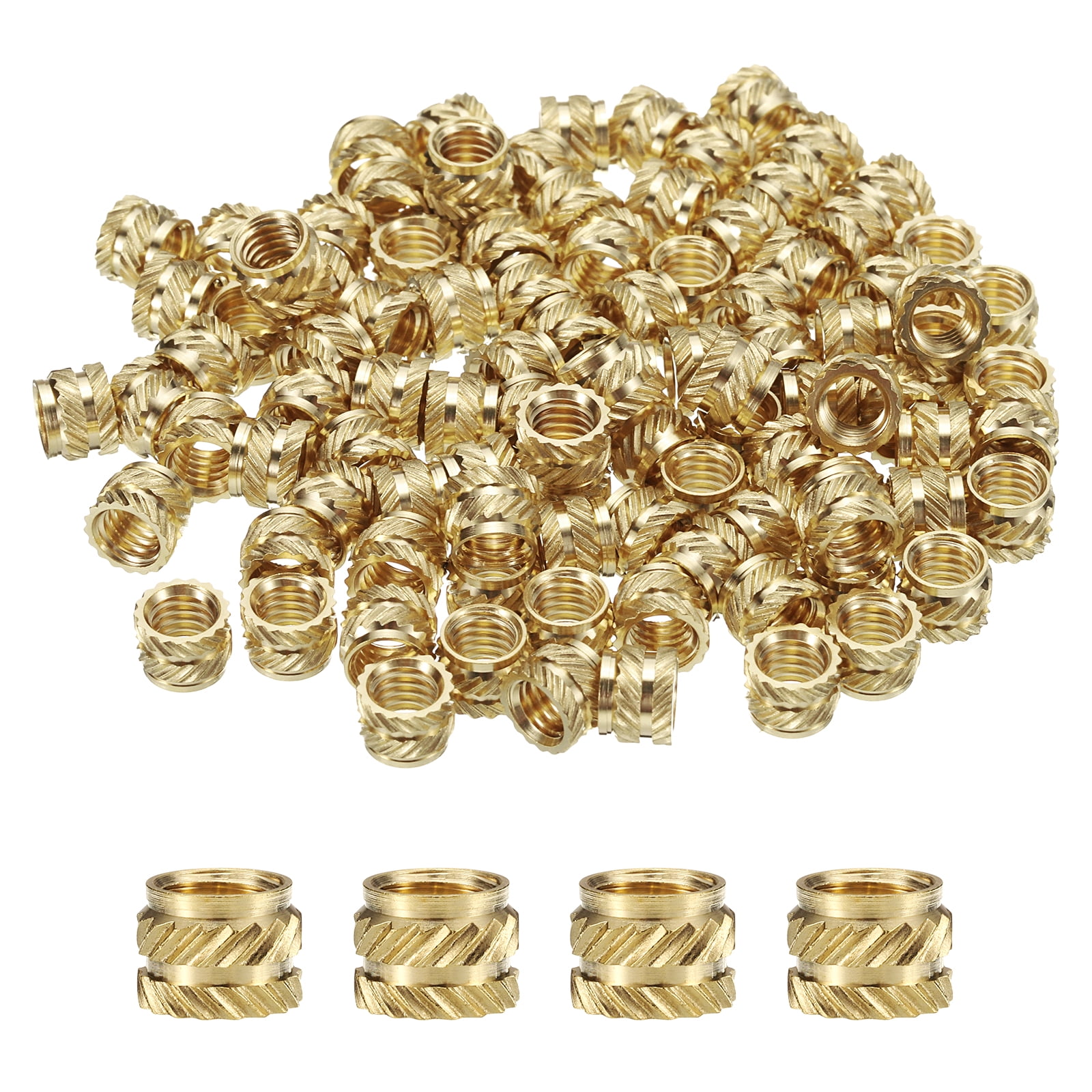 Uxcell 50 Pack M6 Threaded Inserts Brass Heat Set Insert M6x6mm, OD 8mm ...
