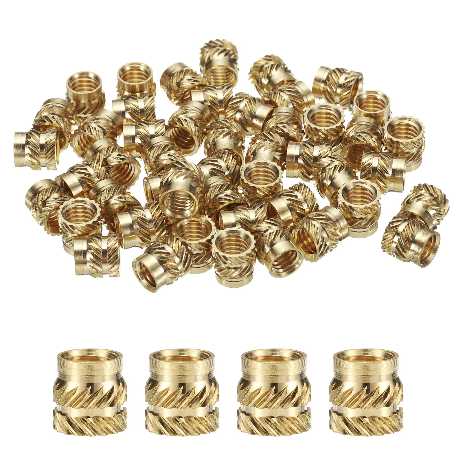 Uxcell 50 Pack M6 Threaded Inserts Brass Heat Set Insert M6x8mm, OD 8mm ...