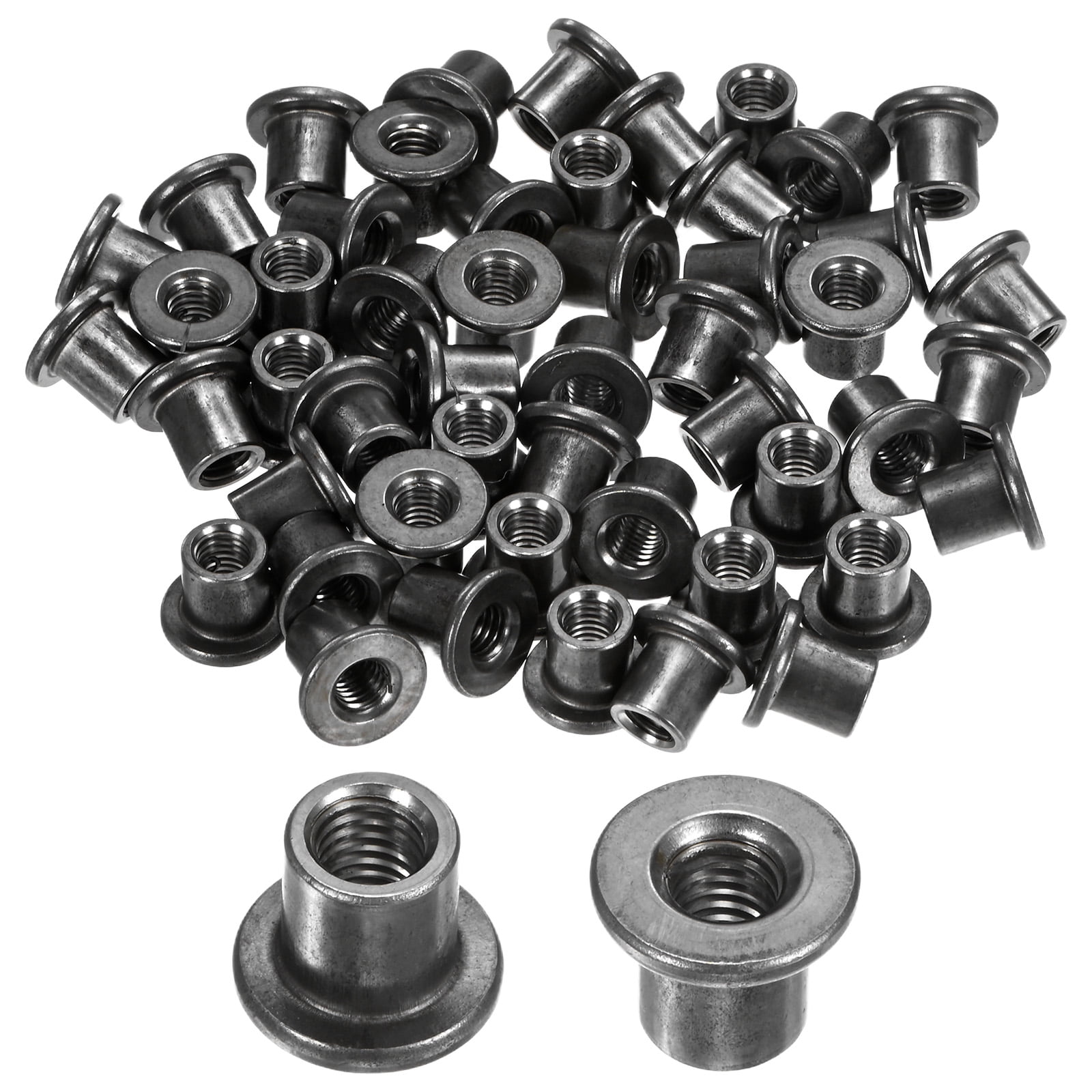 Uxcell 50-Pack M6x11mm T-Nuts Zinc Plated Carbon Steel Tee Nut Round ...