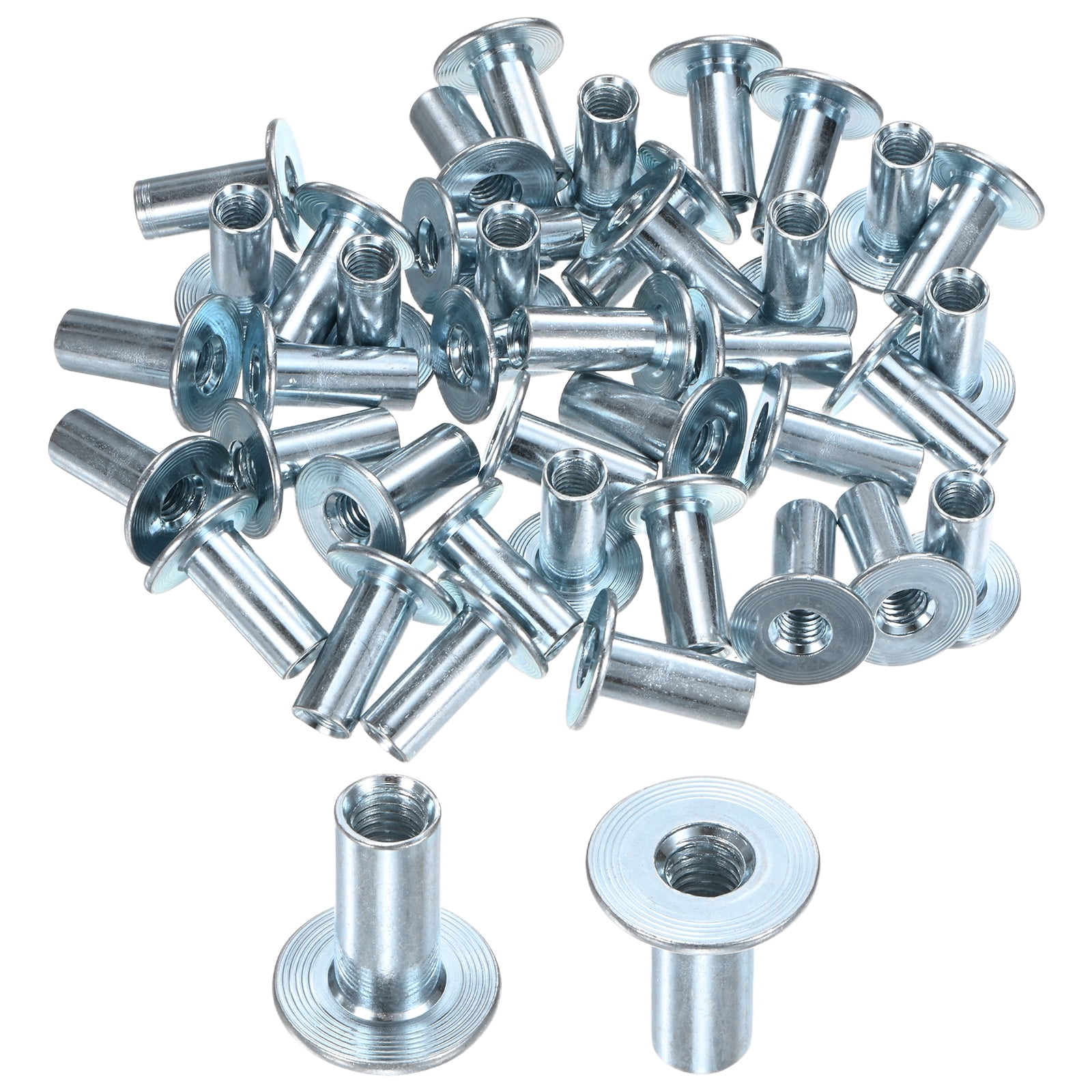 Uxcell 50-Pack M6x20mm T-Nuts Zinc Plated Carbon Steel Tee Nut Round ...