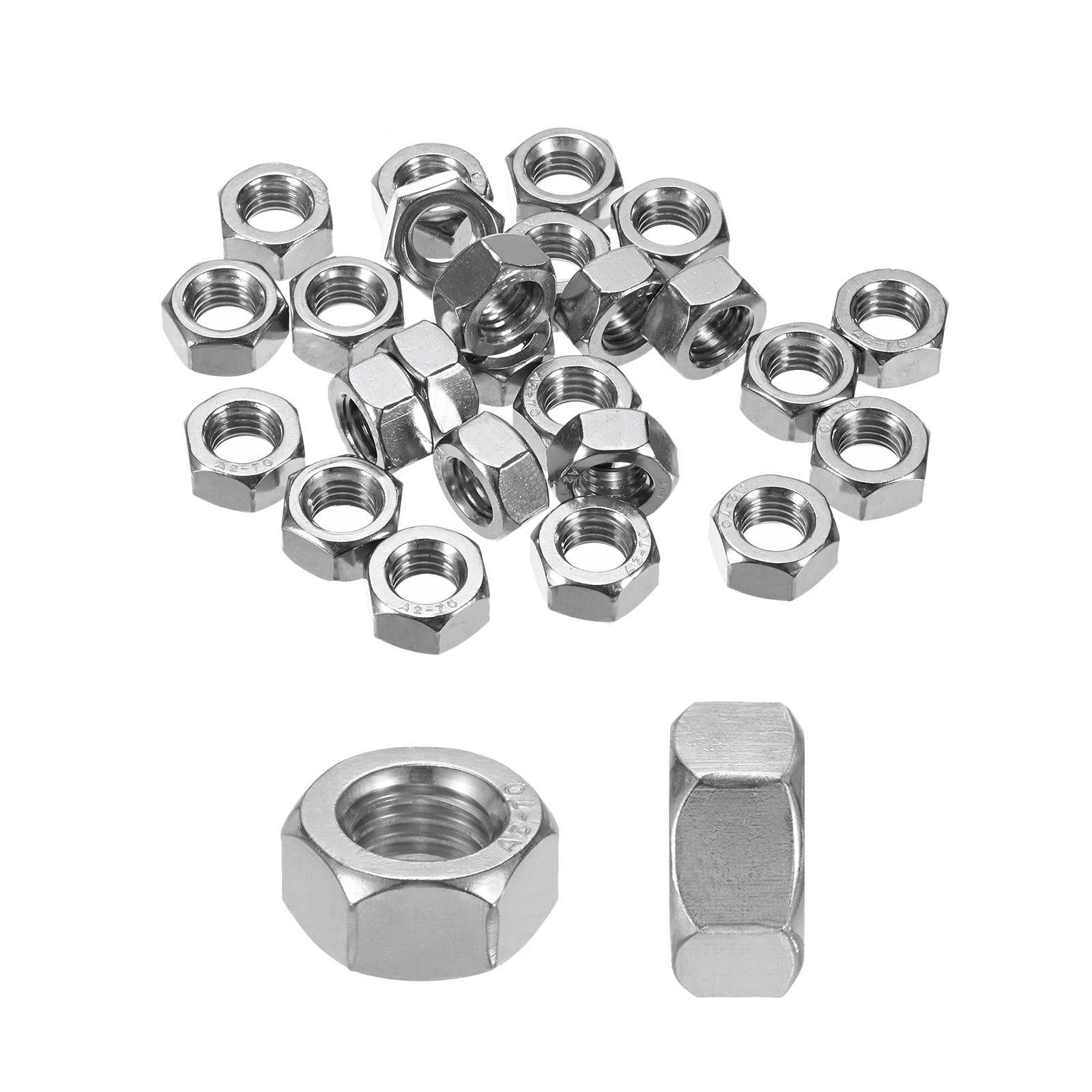 Uxcell 50-Pack Metric Hex Nuts M12 x 1.75mm Thread Stainless Steel ...