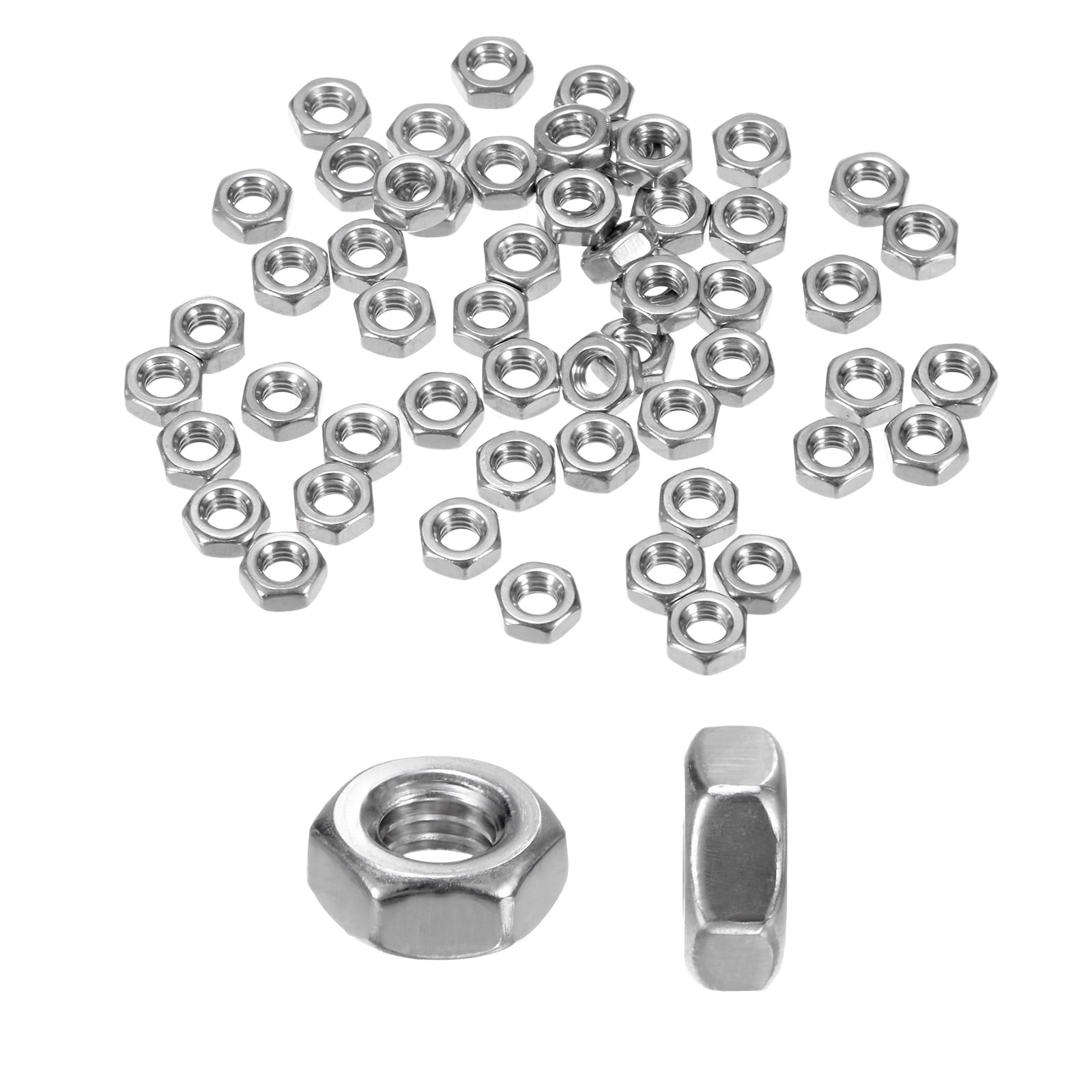 Uxcell 50 Pack Metric Hex Nuts M4 x 0.7mm Thread Stainless Steel ...