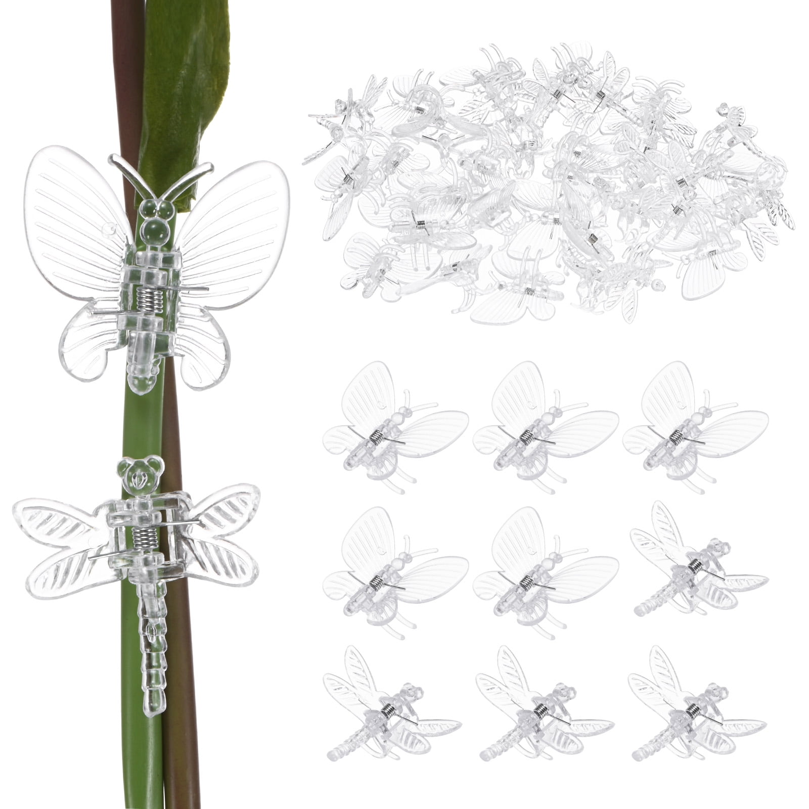 Uxcell 50-Pack Orchid Clips Plastic Garden Plant Clips Dragonfly and ...