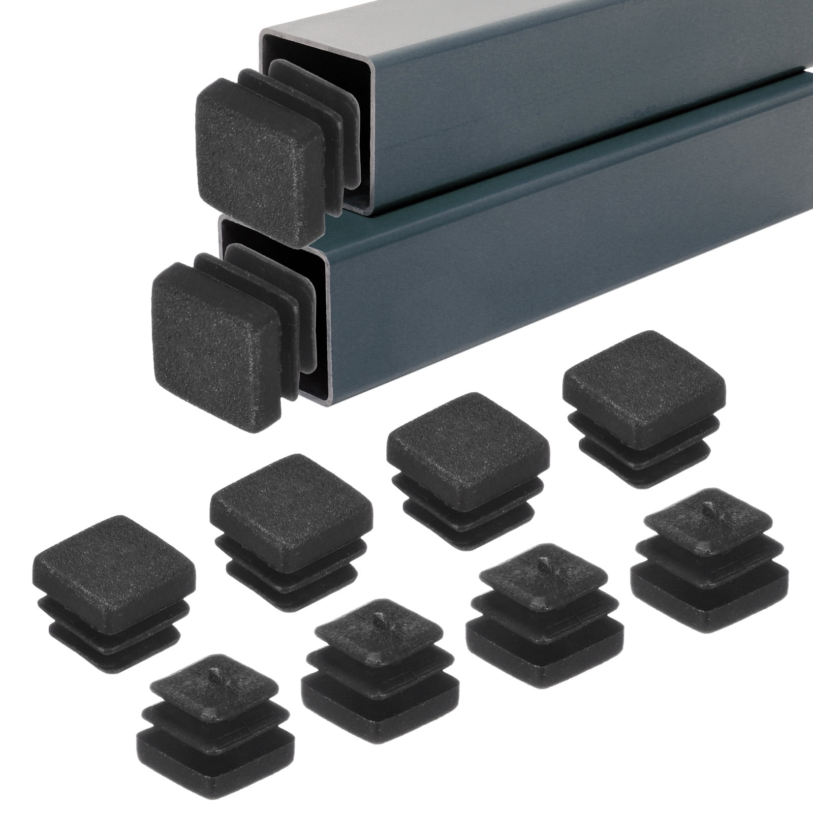 Uxcell 50-Pack Square Tubing End Caps, 0.4Inch/10mm Plastic Tube Plugs ...
