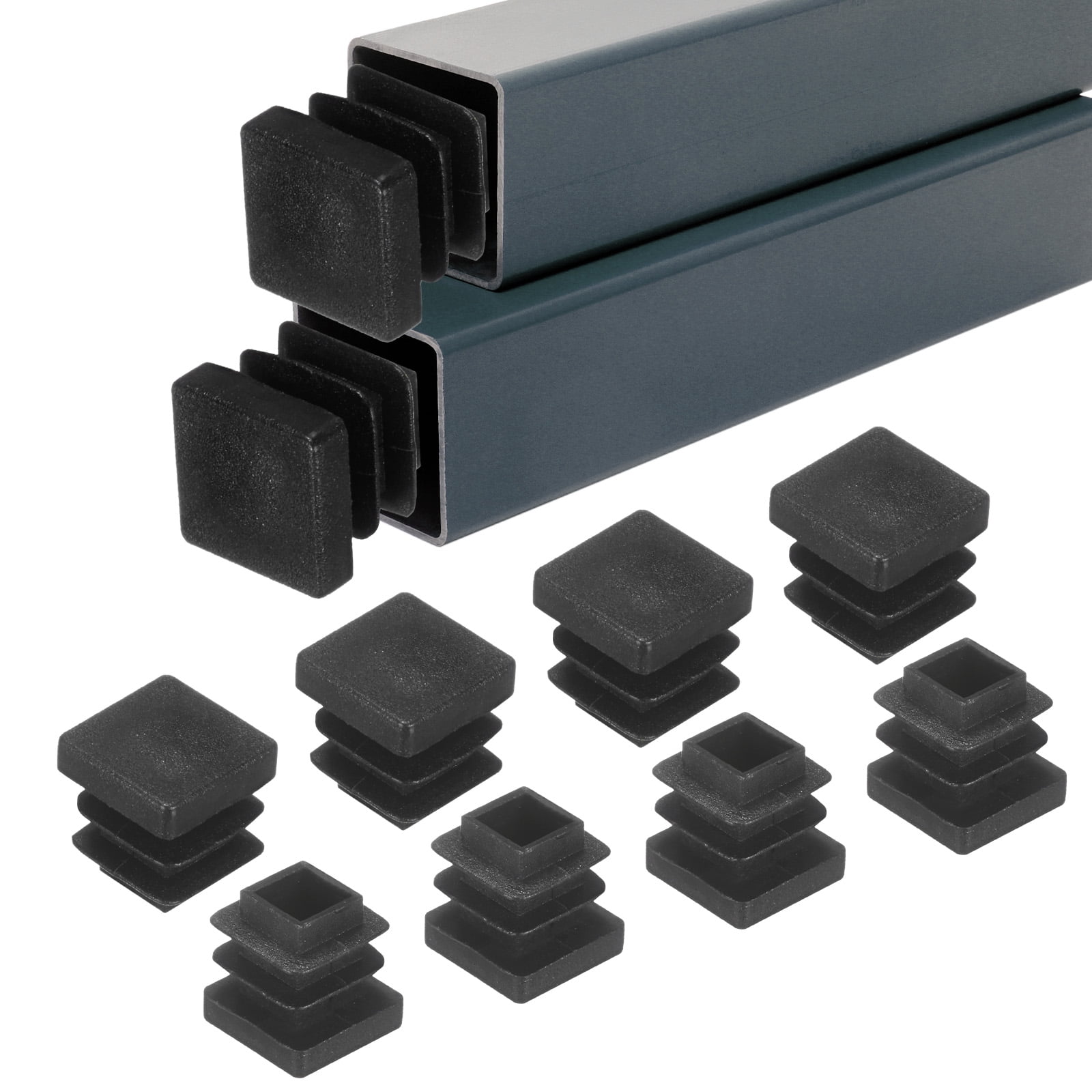 Uxcell 50-Pack Square Tubing End Caps, 0.6Inch/15mm Plastic Tube Plugs ...