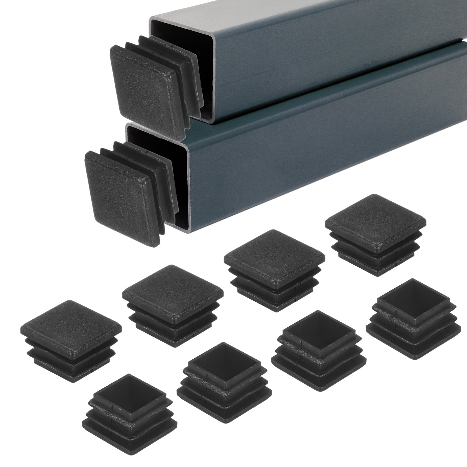 Uxcell 50-Pack Square Tubing End Caps, 0.8Inch/20mm Plastic Tube Plugs ...