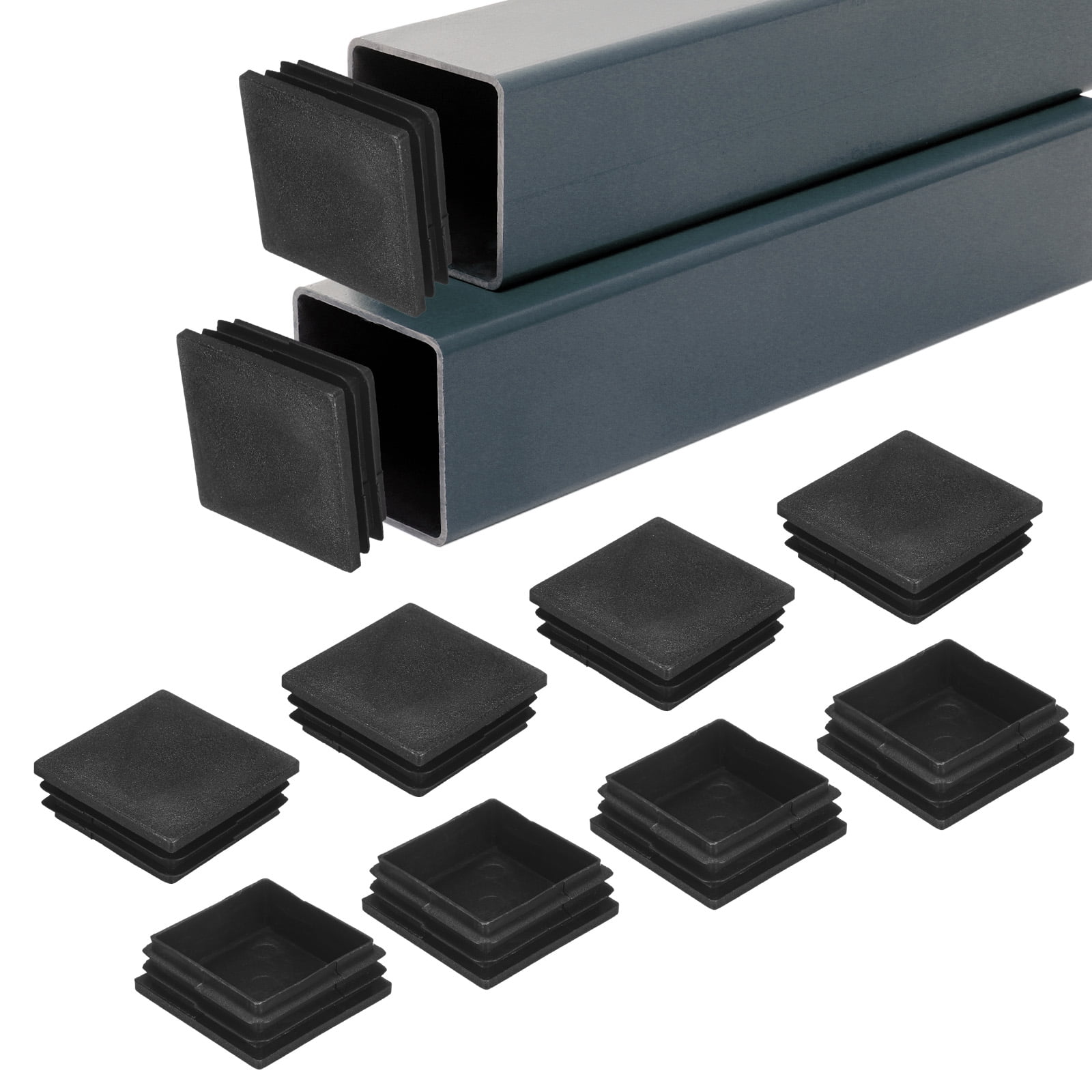 Uxcell 50-Pack Square Tubing End Caps, 1.8Inch/45mm Plastic Tube Plugs ...