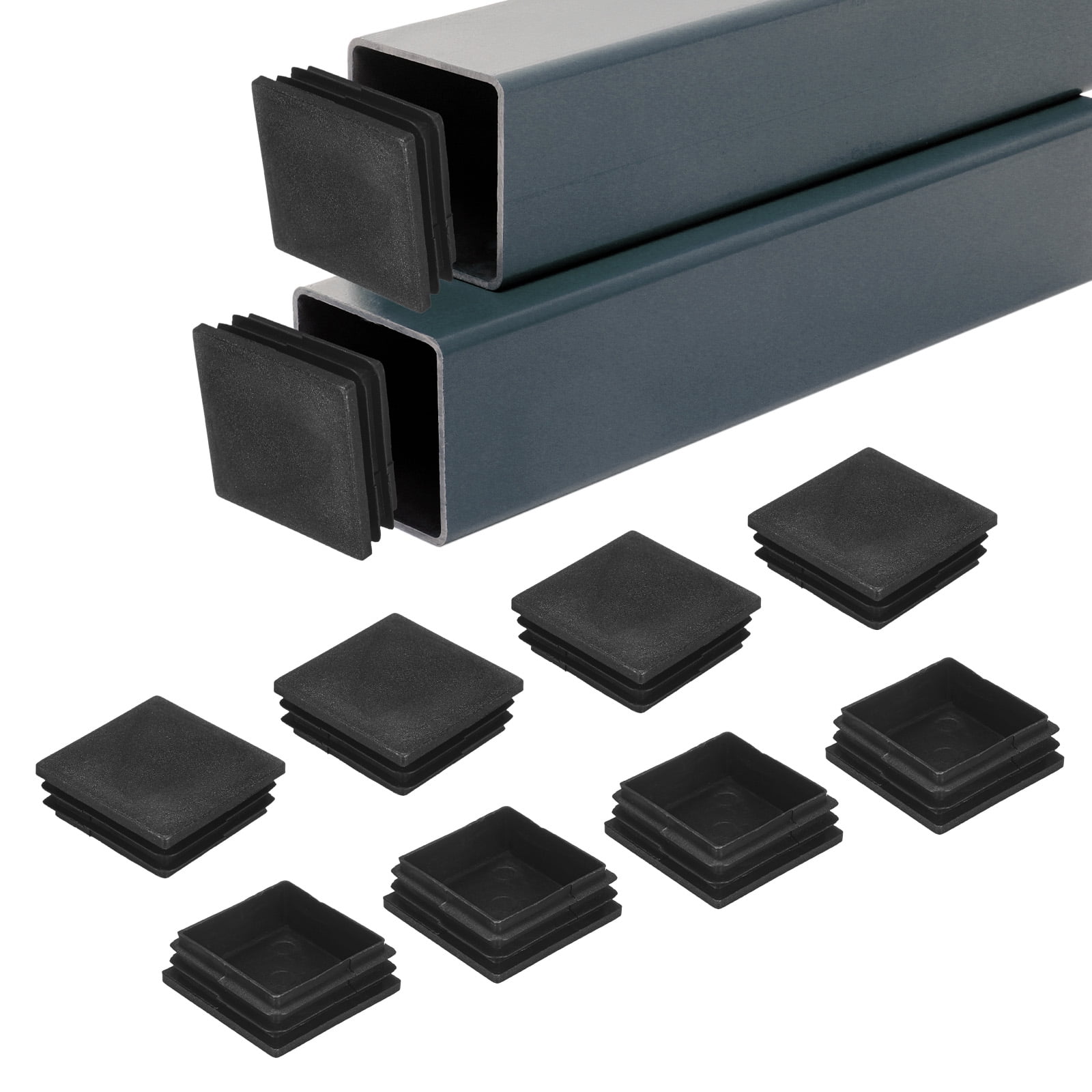 Uxcell 50-Pack Square Tubing End Caps, 2Inch/50mm Plastic Tube Plugs ...