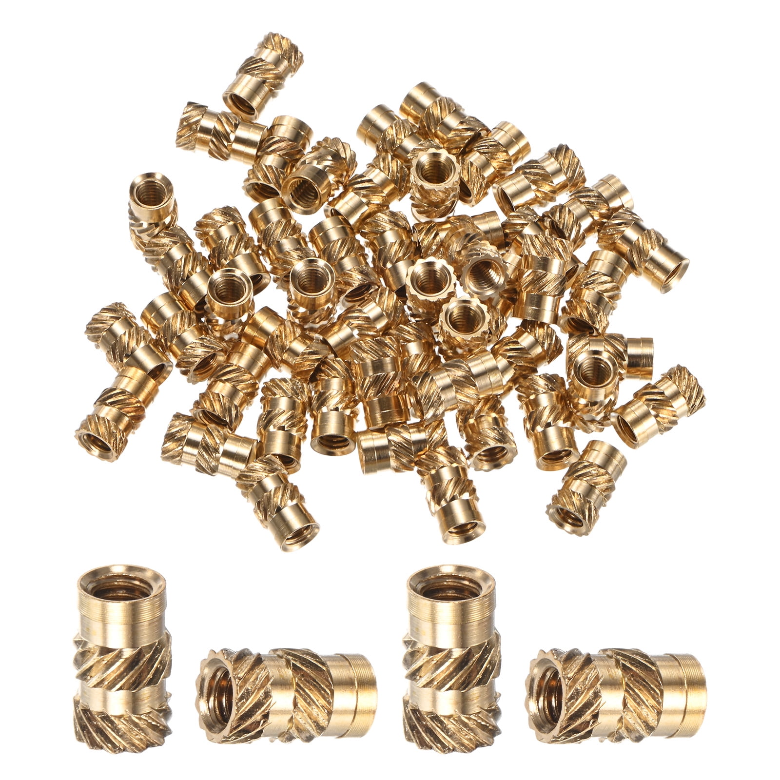 Uxcell 50-Pack Threaded Inserts - M4 x 10mm Brass Heat Set Insert Nuts ...