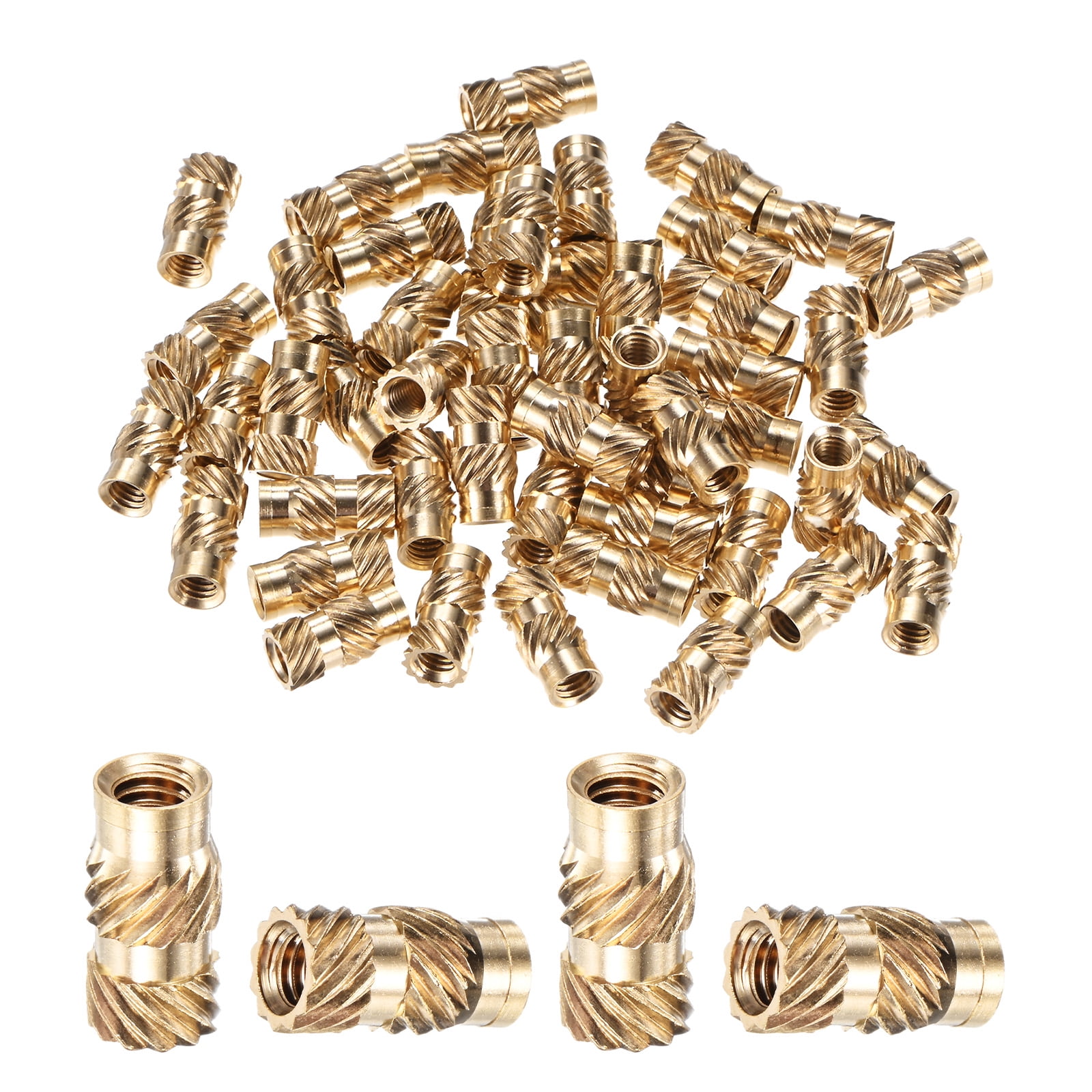Uxcell 50-Pack Threaded Inserts - M4 x 12mm Brass Heat Set Insert Nuts ...