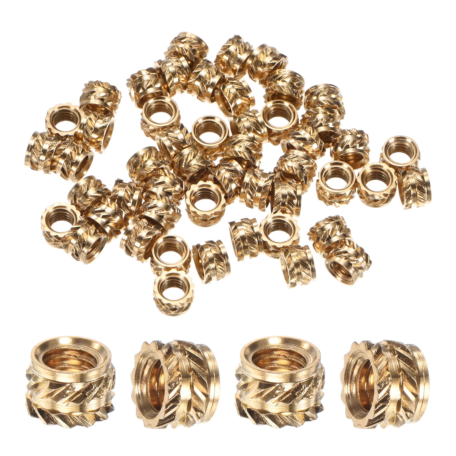 Uxcell 50-Pack Threaded Inserts - M4 x 4mm Brass Heat Set Insert Nuts ...