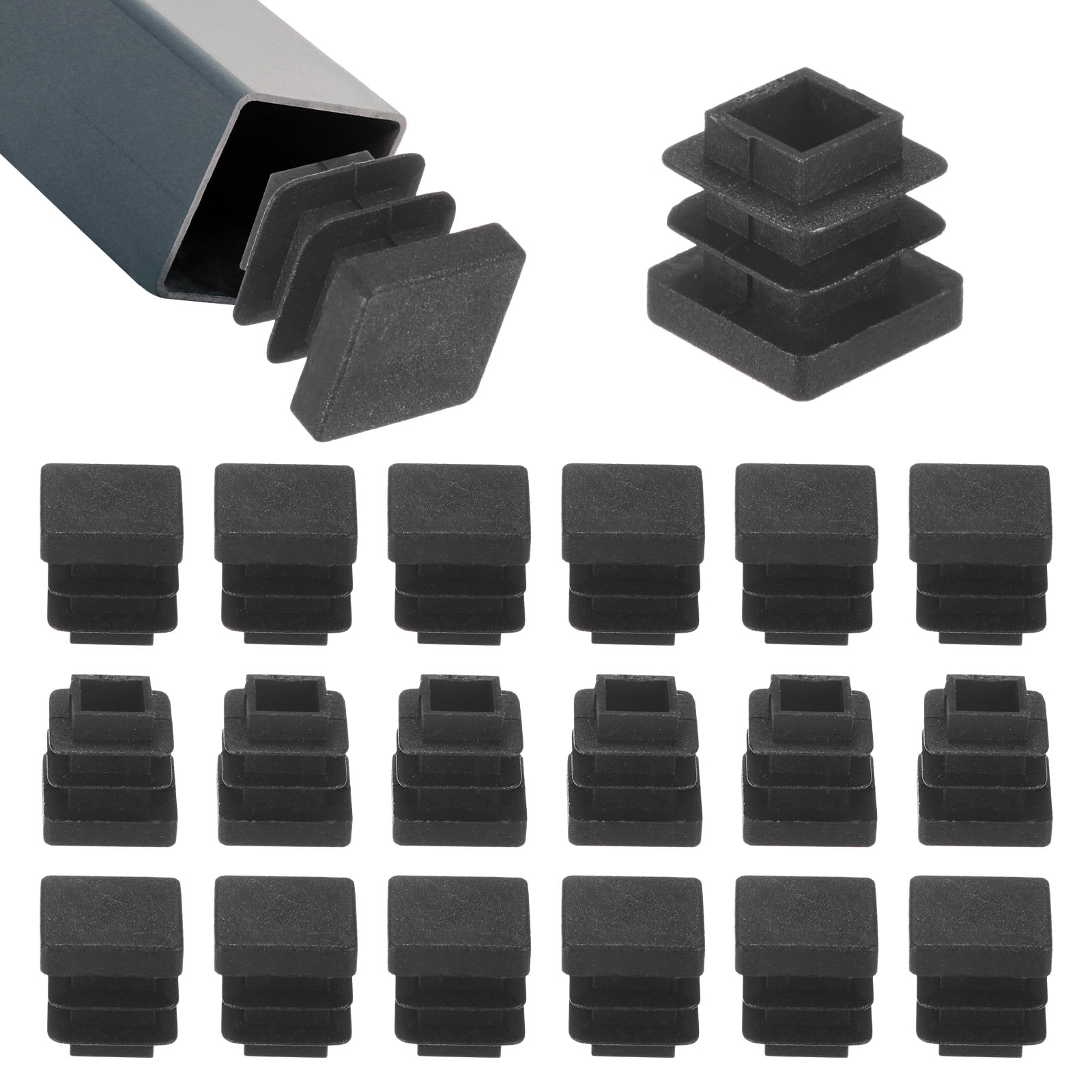 Uxcell 50-Pack Tubing End Caps, 1/2 x 1/2 Inch Plastic Square Hole ...
